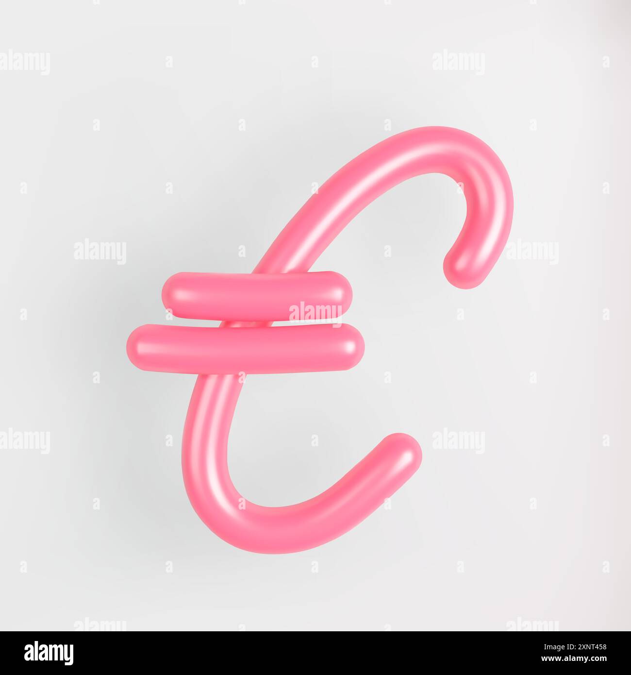 3D Pink Script Euro Sign on light background. Cute Cursive Bubble ...