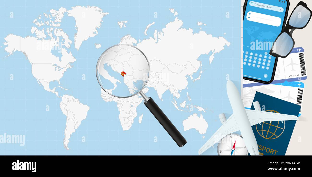 Montenegro magnified map hi-res stock photography and images - Alamy