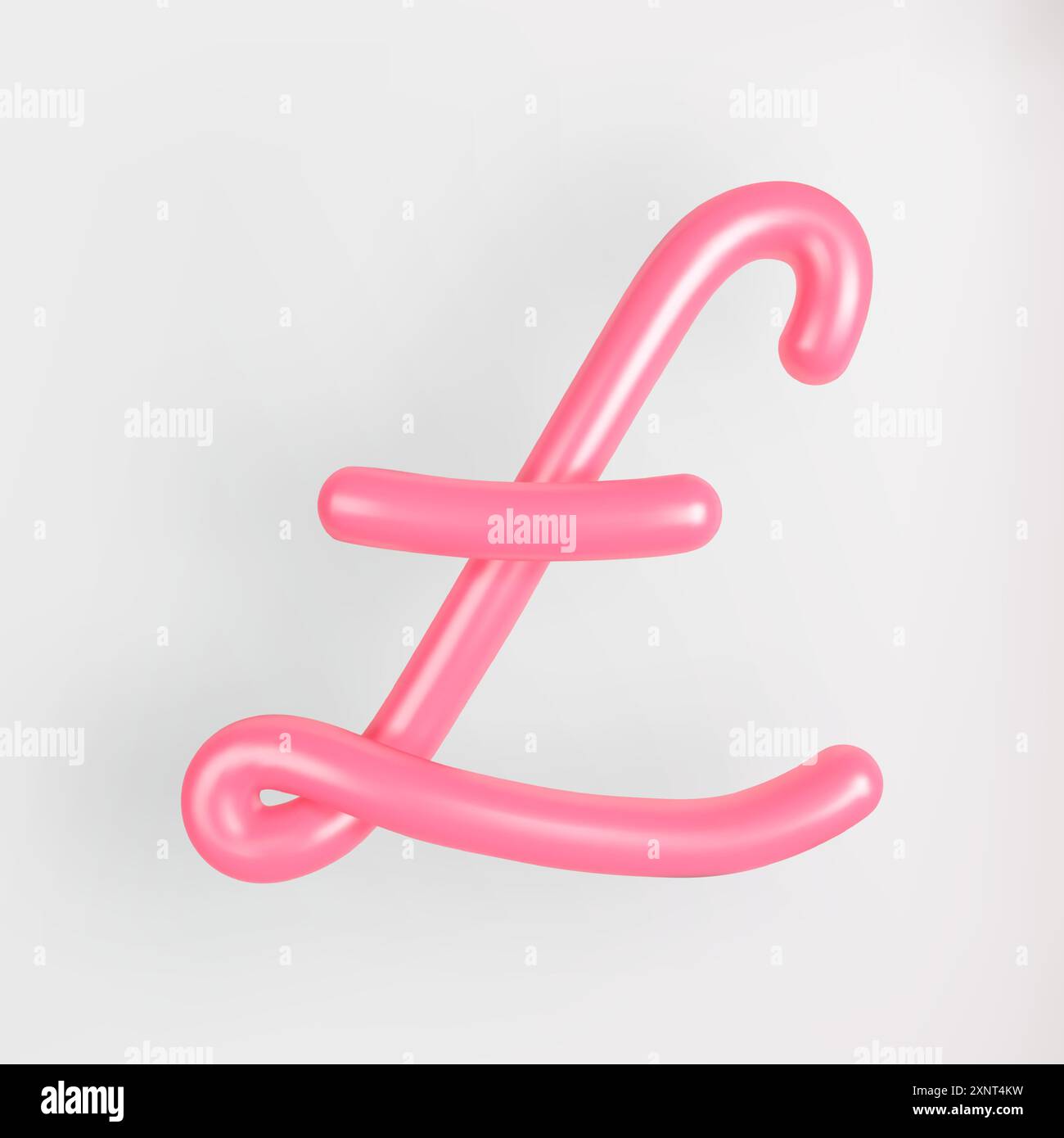 3D Pink Script Pound sterling Sign on light background. Cute Cursive ...