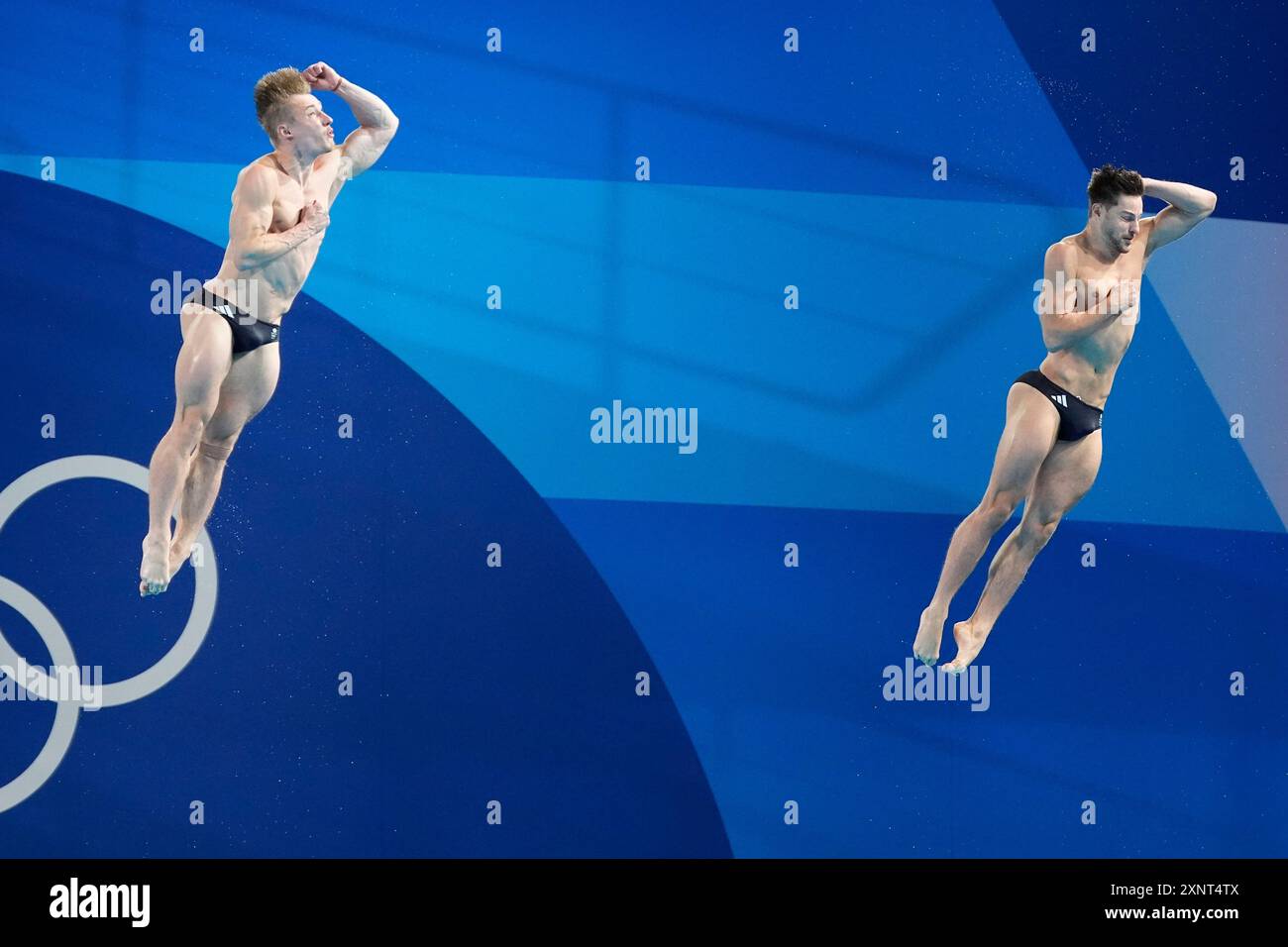 Britain's Anthony Harding and Jack Laugher compete in the men's ...