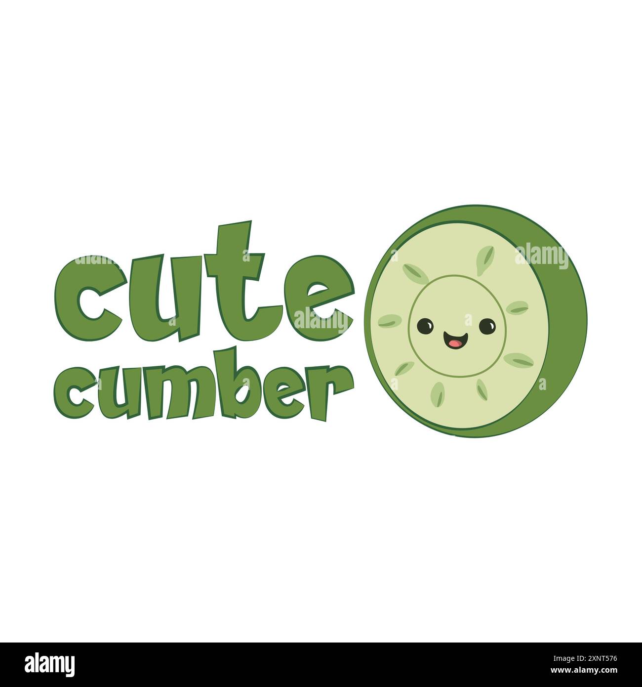 Cute cucumber slice cartoon with a funny quote cute cumber. Vector illustration for tshirt ...