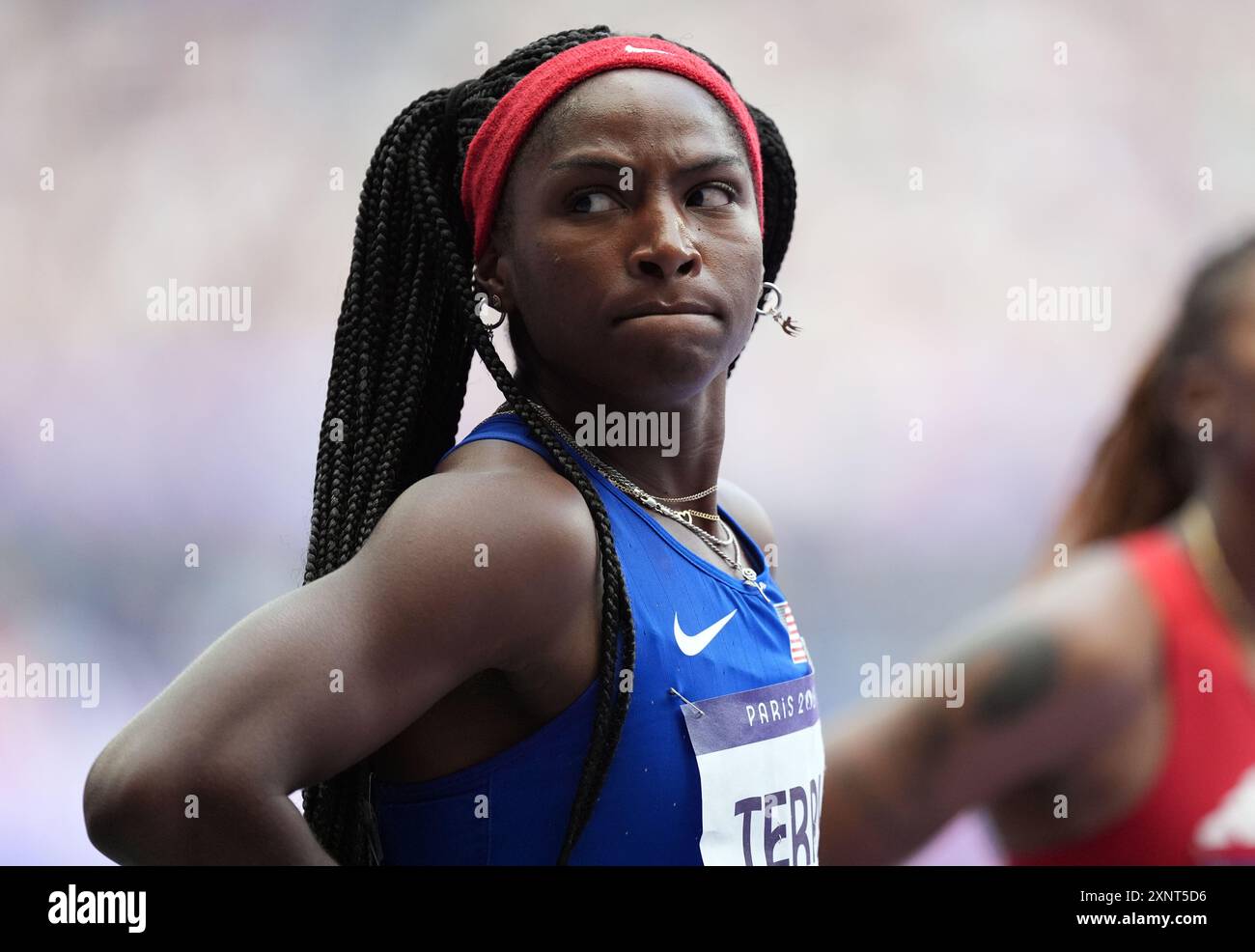 USA's Twanisha Terry during the Women's 100m heats at the Stade de ...