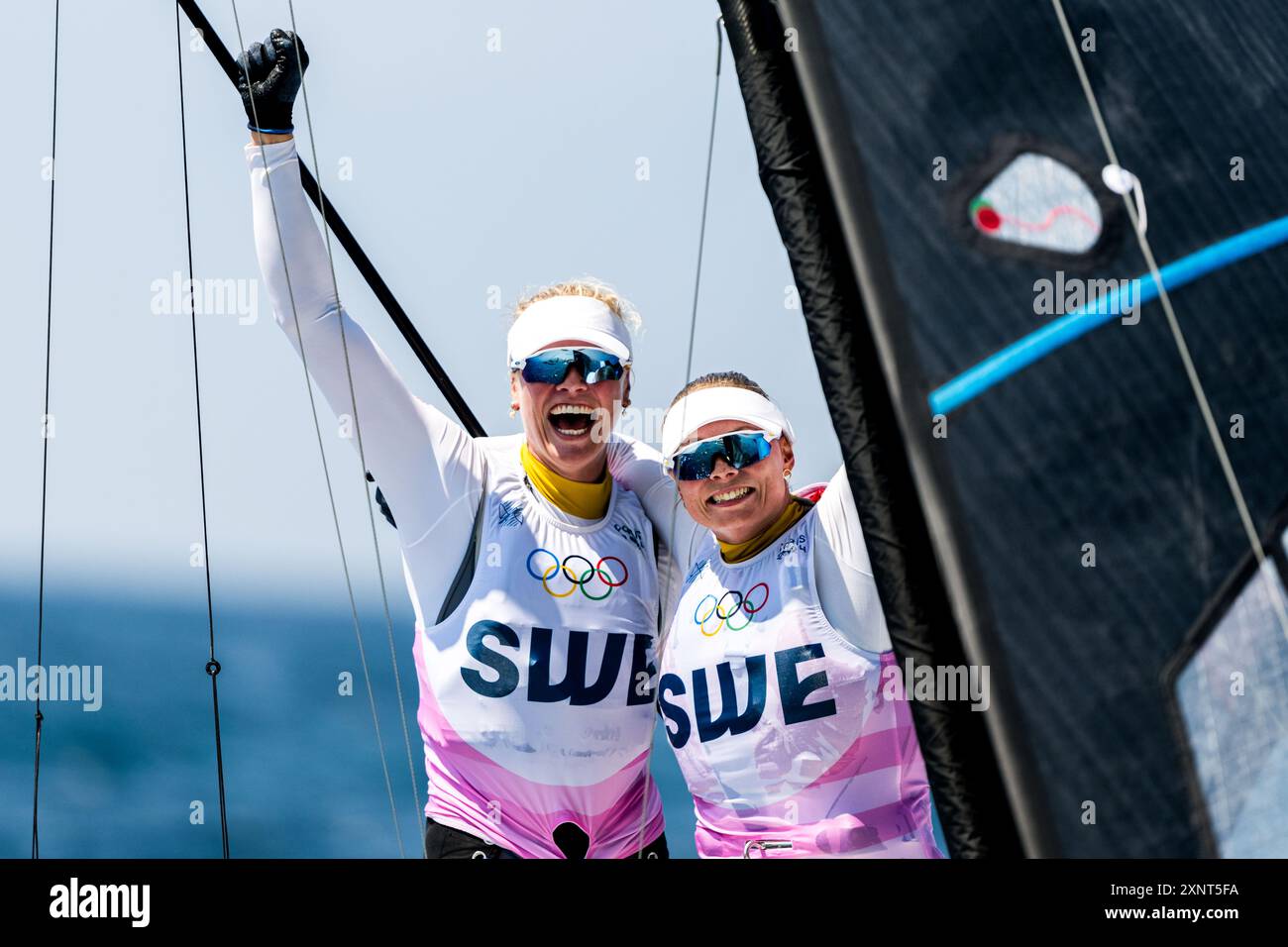 Rebecca Netzler and Vilma Bobeck of, Sweden. , . celebrate after ...