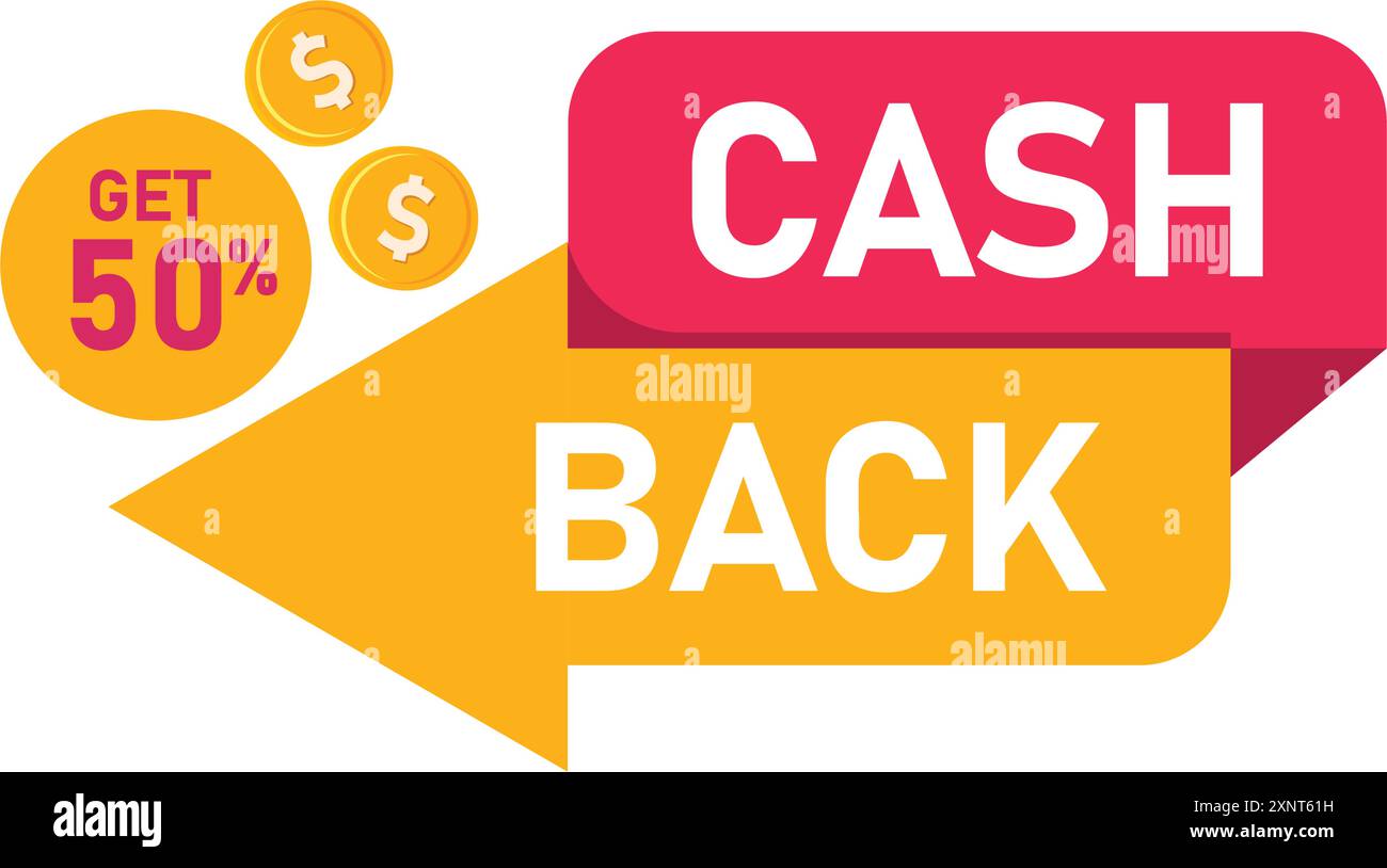 Cashback icon in flat style. Money back label vector illustration on ...