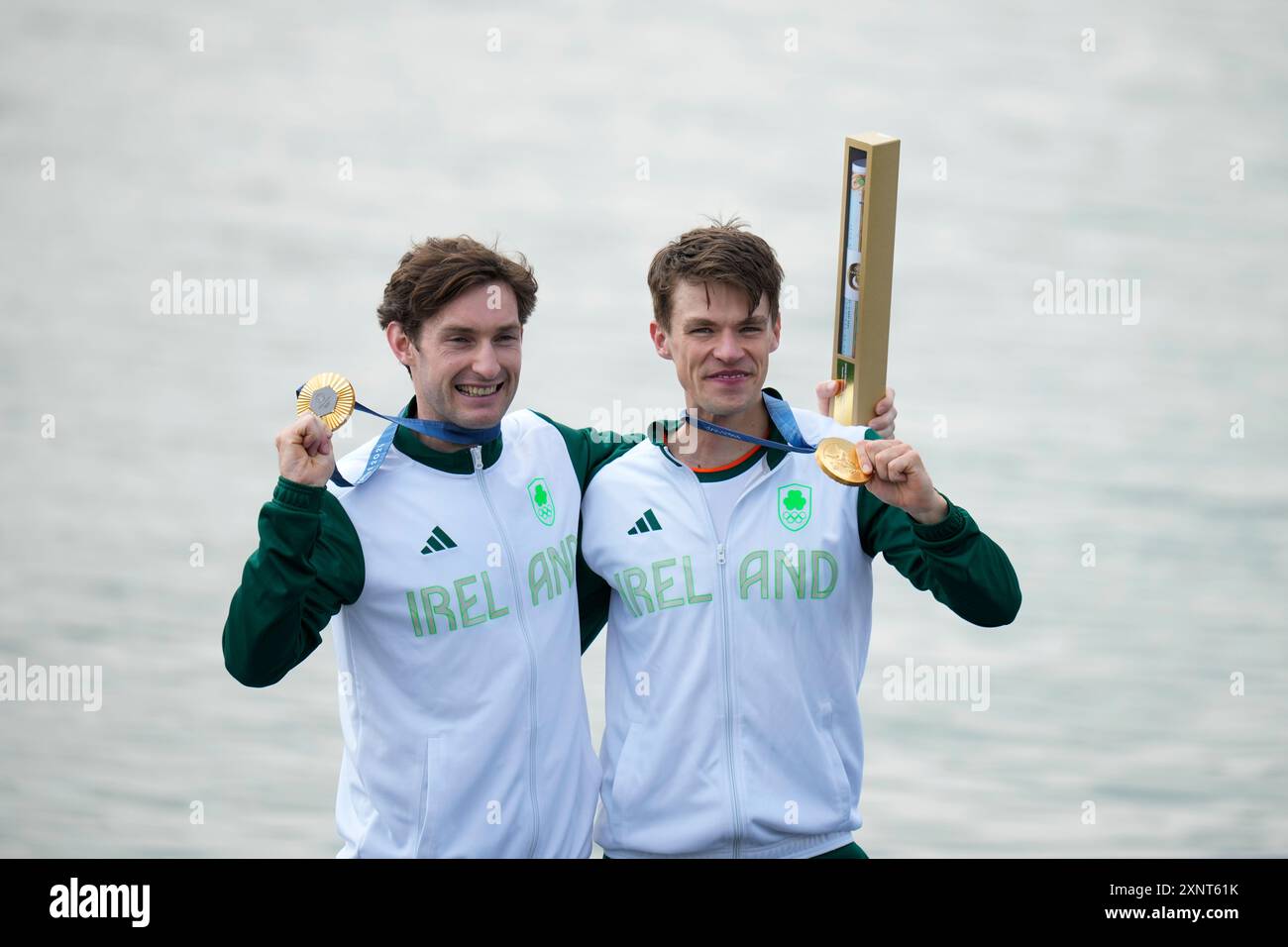 Ireland's Fintan McCarthy and Paul O'Donovan pose with the gold medal ...