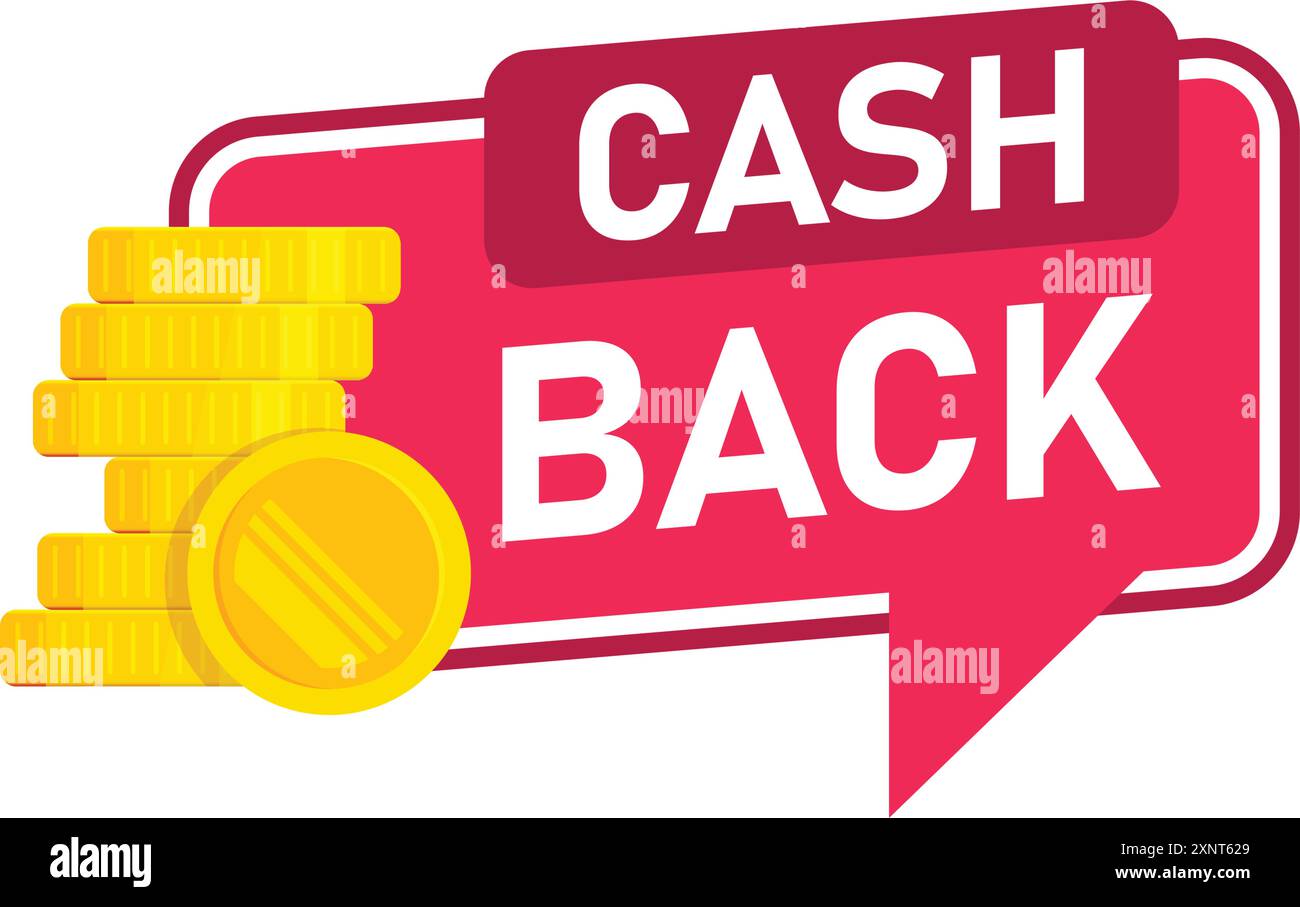 Cashback icon in flat style. Money back label vector illustration on ...