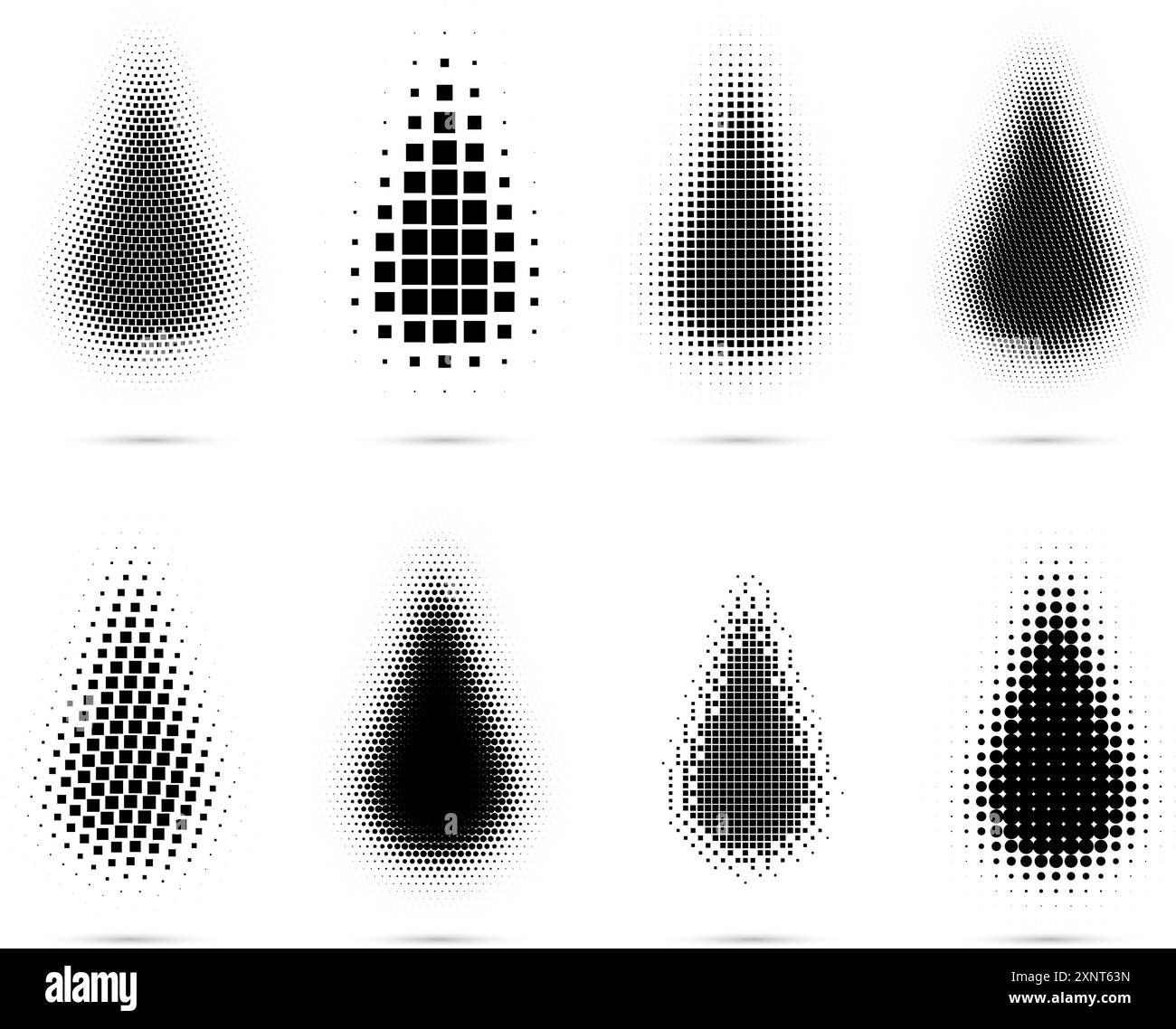 Set of halftone dots gradient pattern texture isolated on white ...
