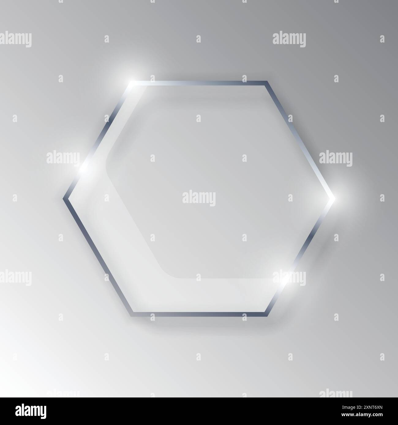 Glass hexagon frame icon in flat style. Mirror panel vector ...