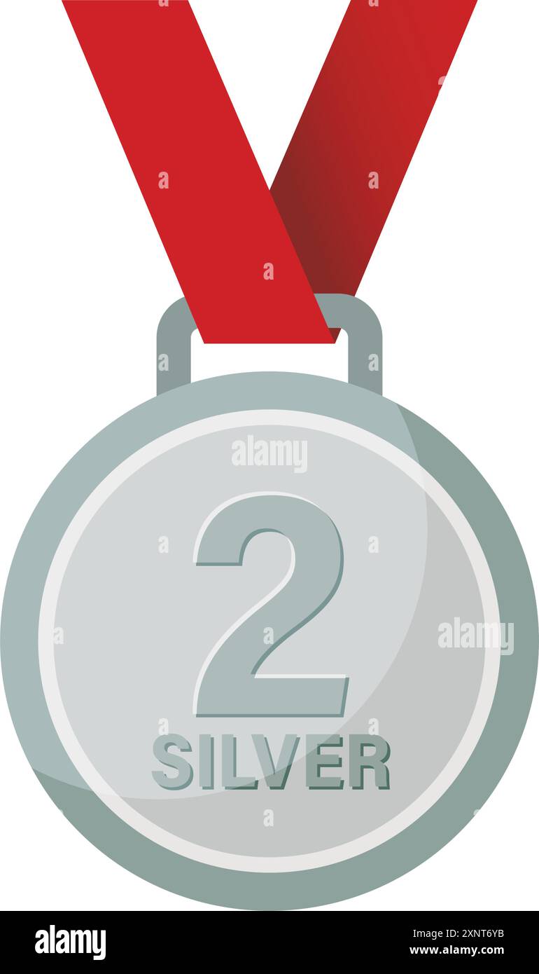Silver medal icon in flat style. Trophy award vector illustration on ...