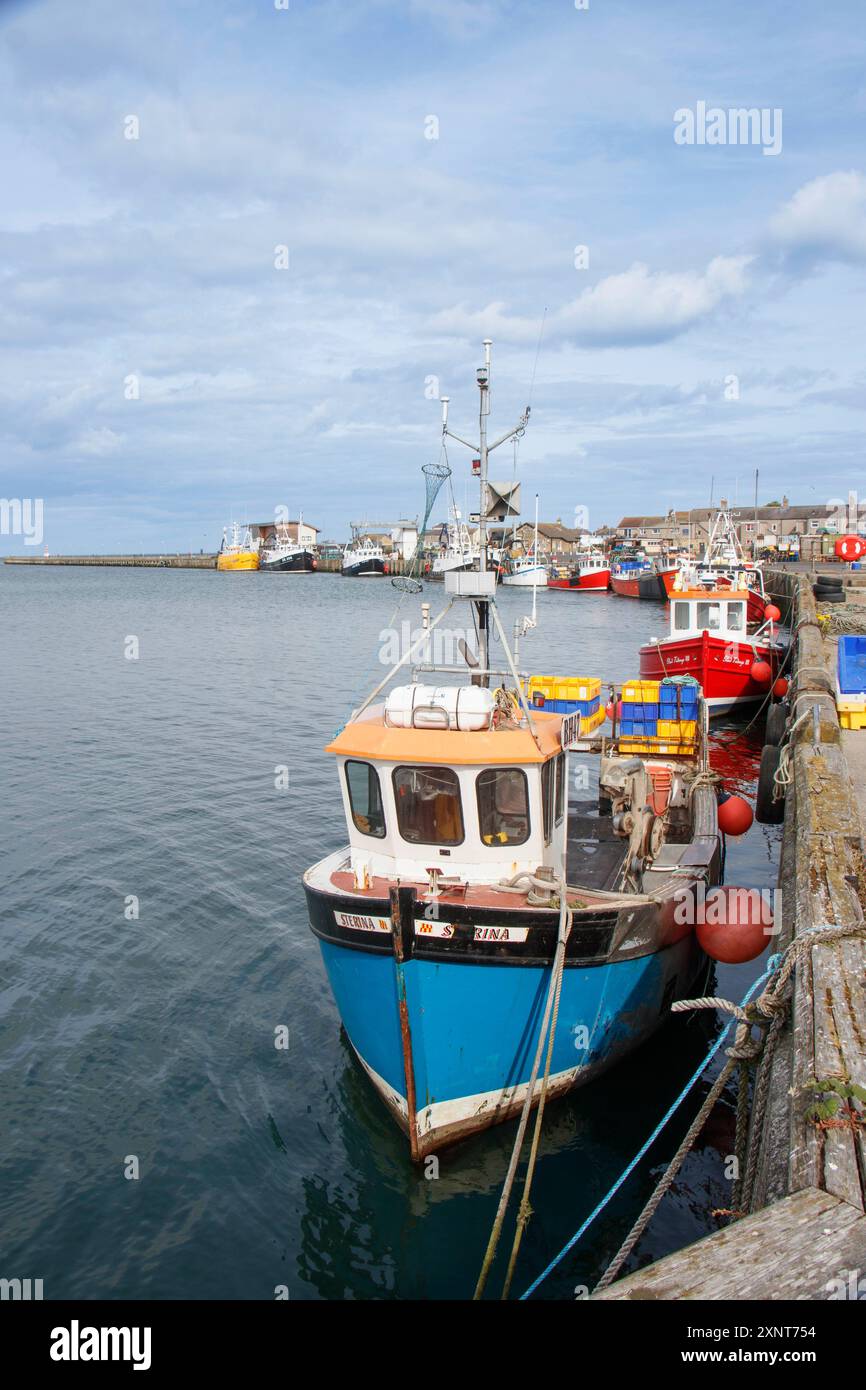 fishing boats and trawlers amble harbour Amble Northumberland UK Stock ...