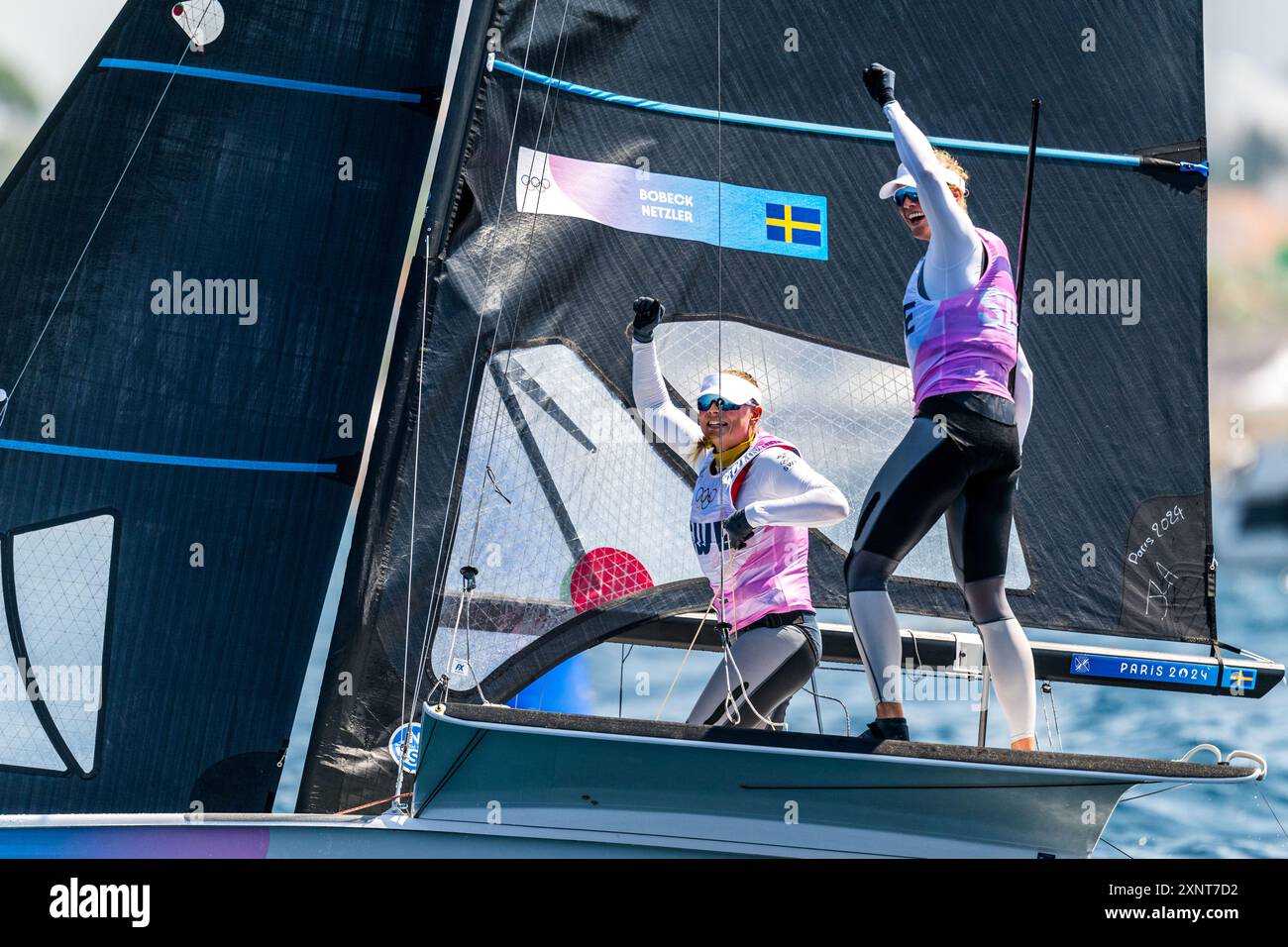 Rebecca Netzler and Vilma Bobeck of, Sweden. , . celebrate after ...