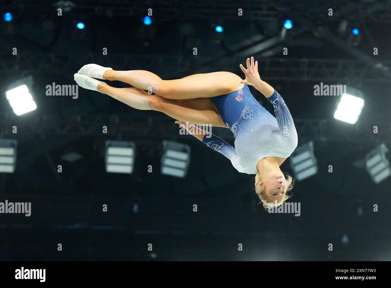 Jessica Stevens of United States competes during the women's trampoline ...