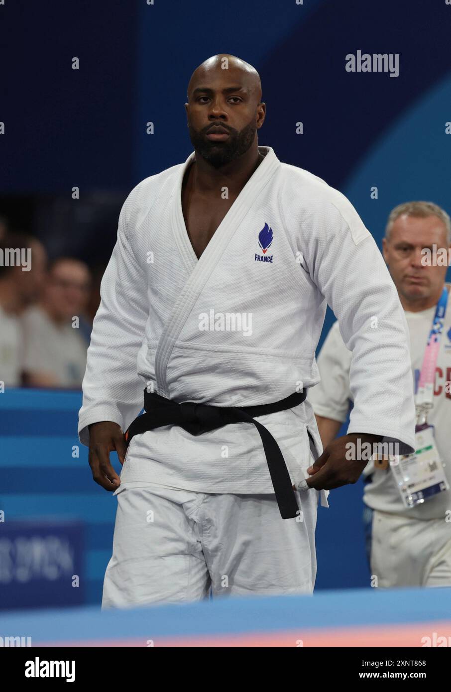 Teddy RINER (white) of France appears prior to the match against ...