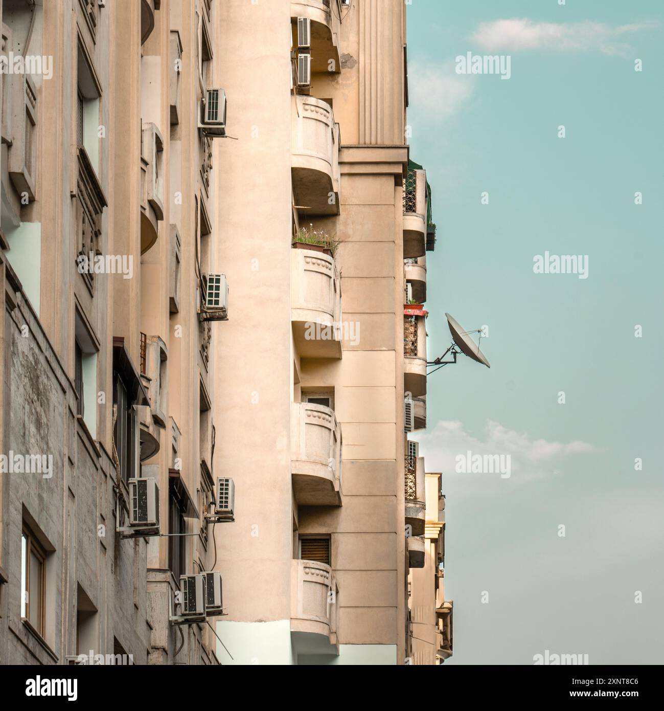 Urban tenement house. Modernist concrete architecture. Real estate ...