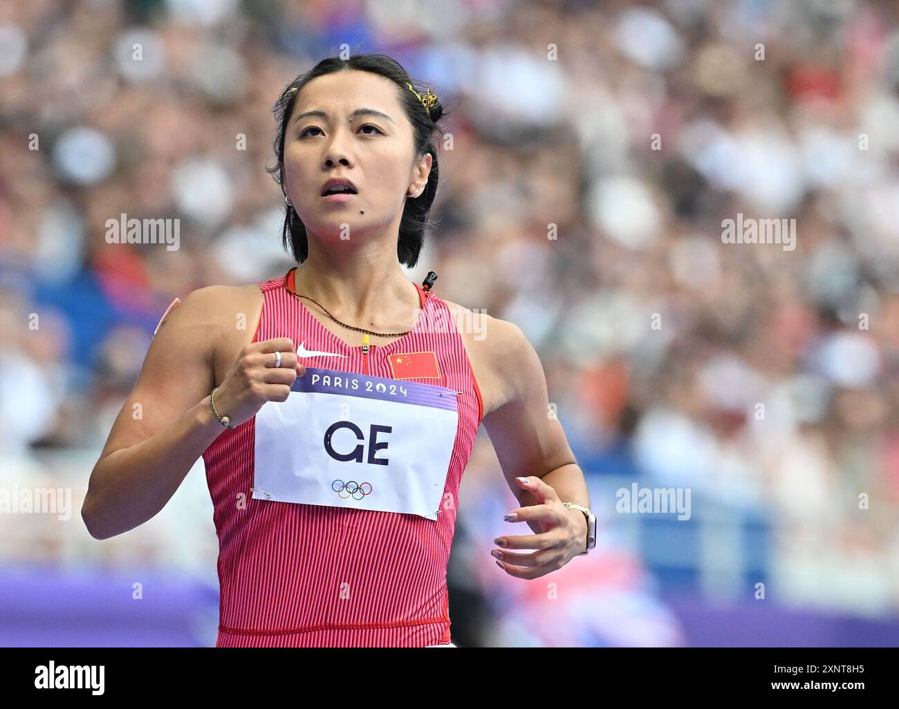Paris, France. 2nd Aug, 2024. Ge Manqi of China reacts after the women ...