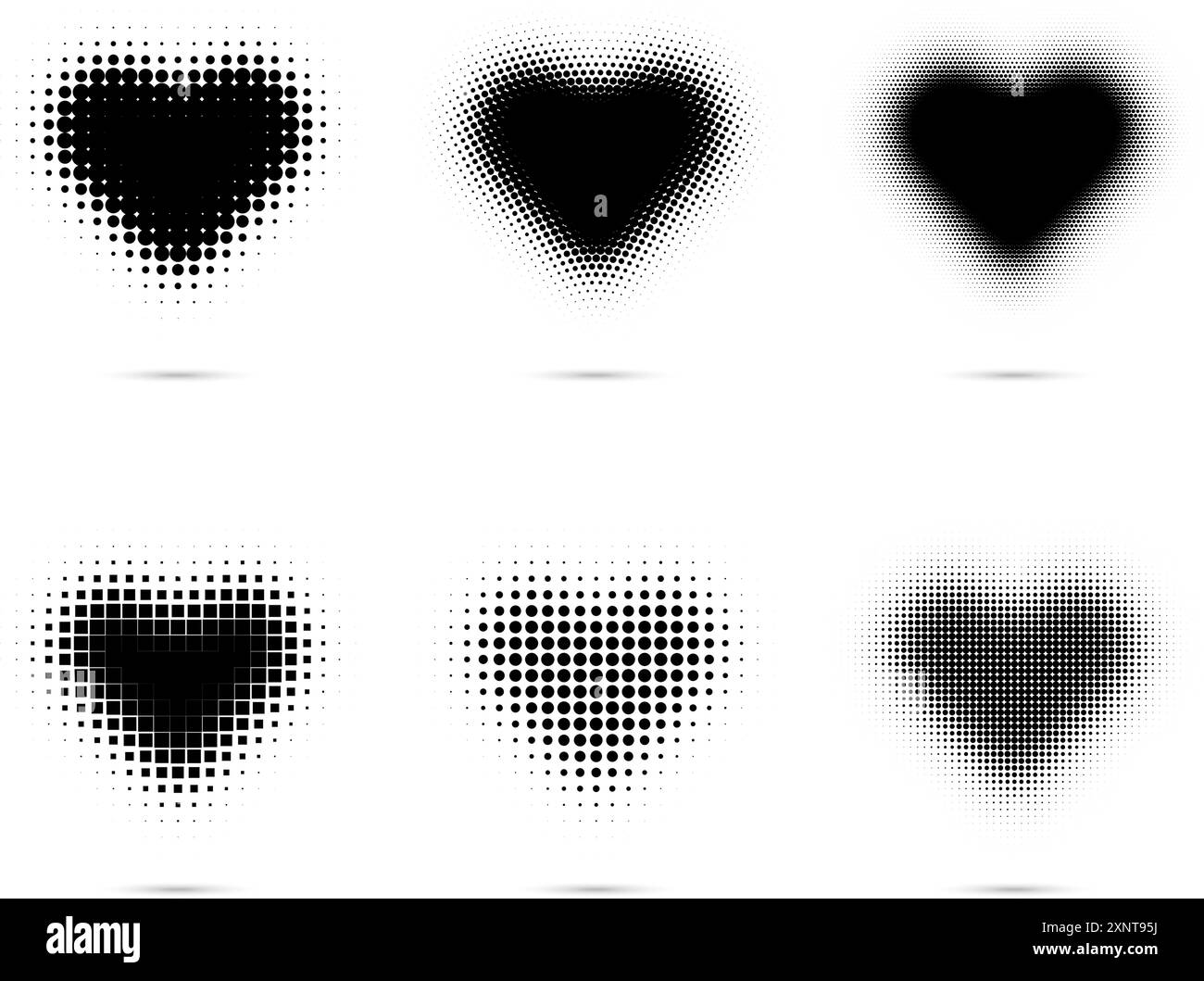 set of halftone heart shapes design elements. Vector illustration Stock ...
