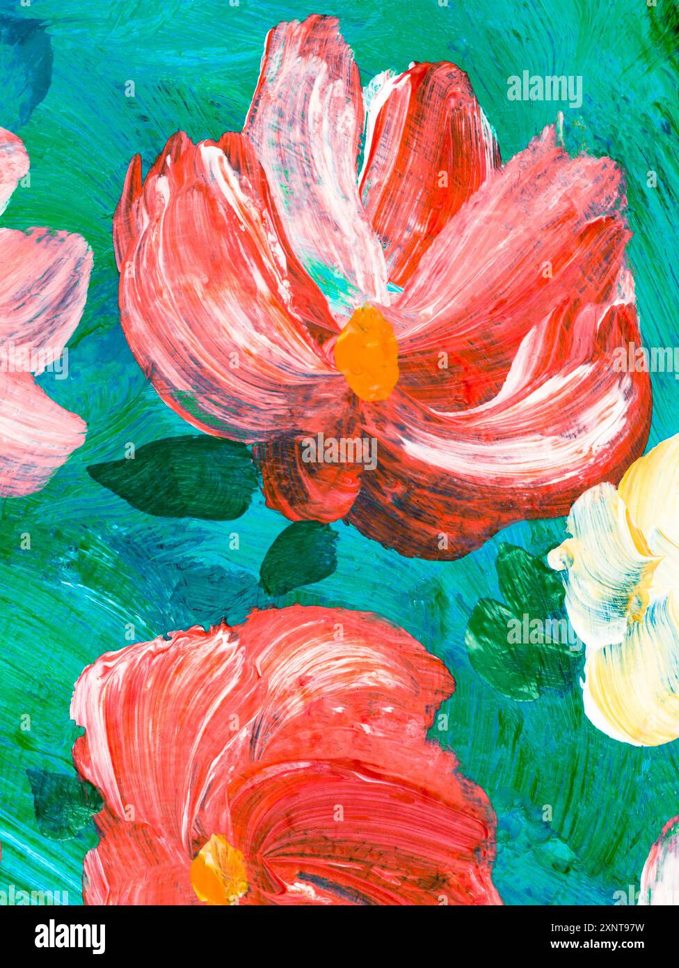 Abstract flower, original hand drawn, impressionism style, color ...
