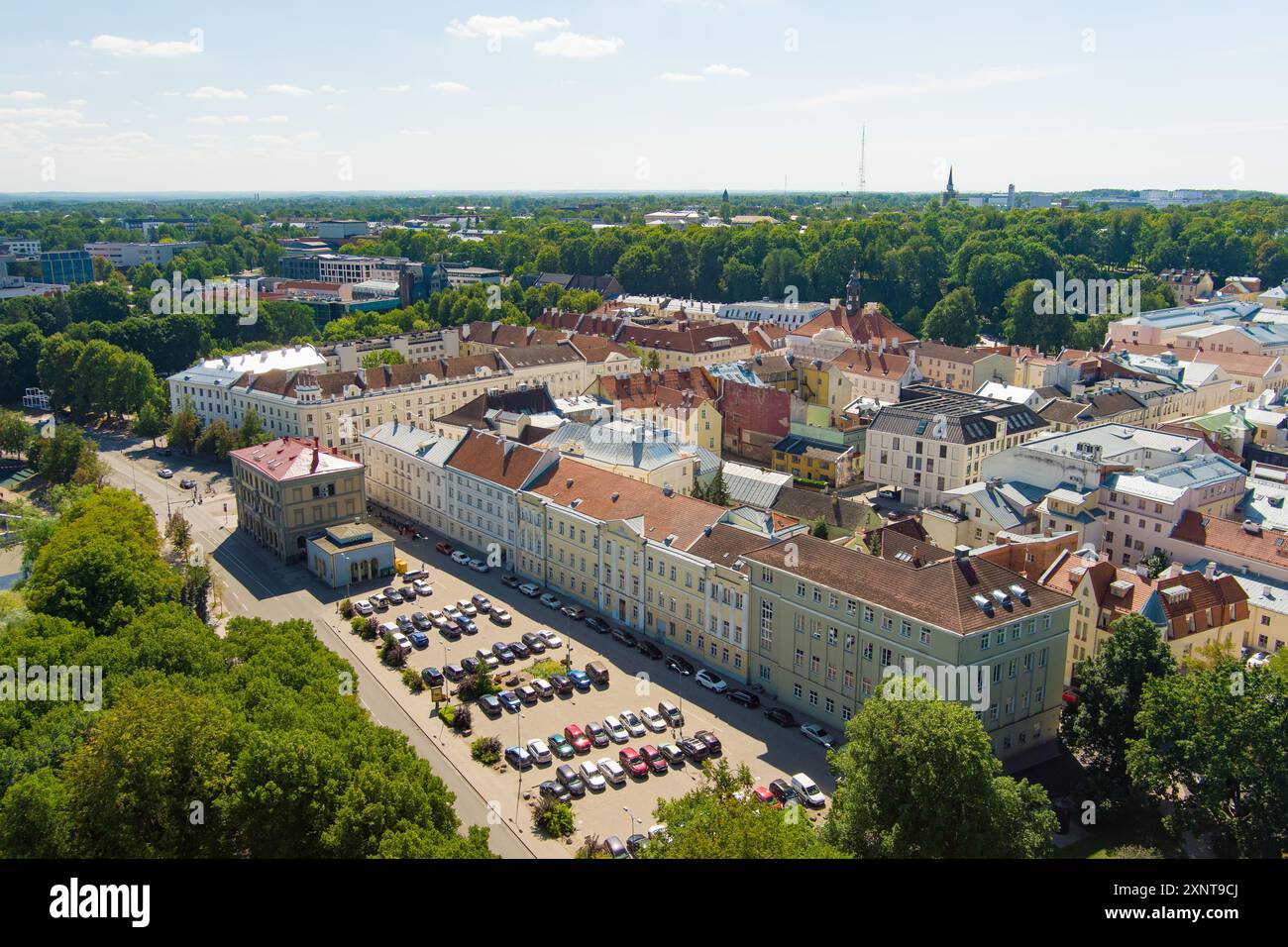 Aerial view of medieval streets of Tartu Old Town. European Capital of ...