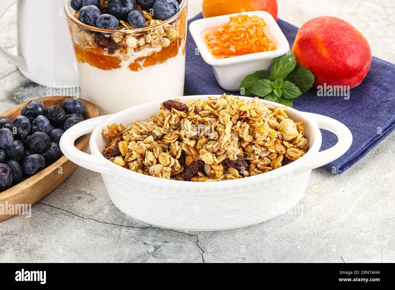 Natural Granola museli cereal for breakfast Stock Photo - Alamy
