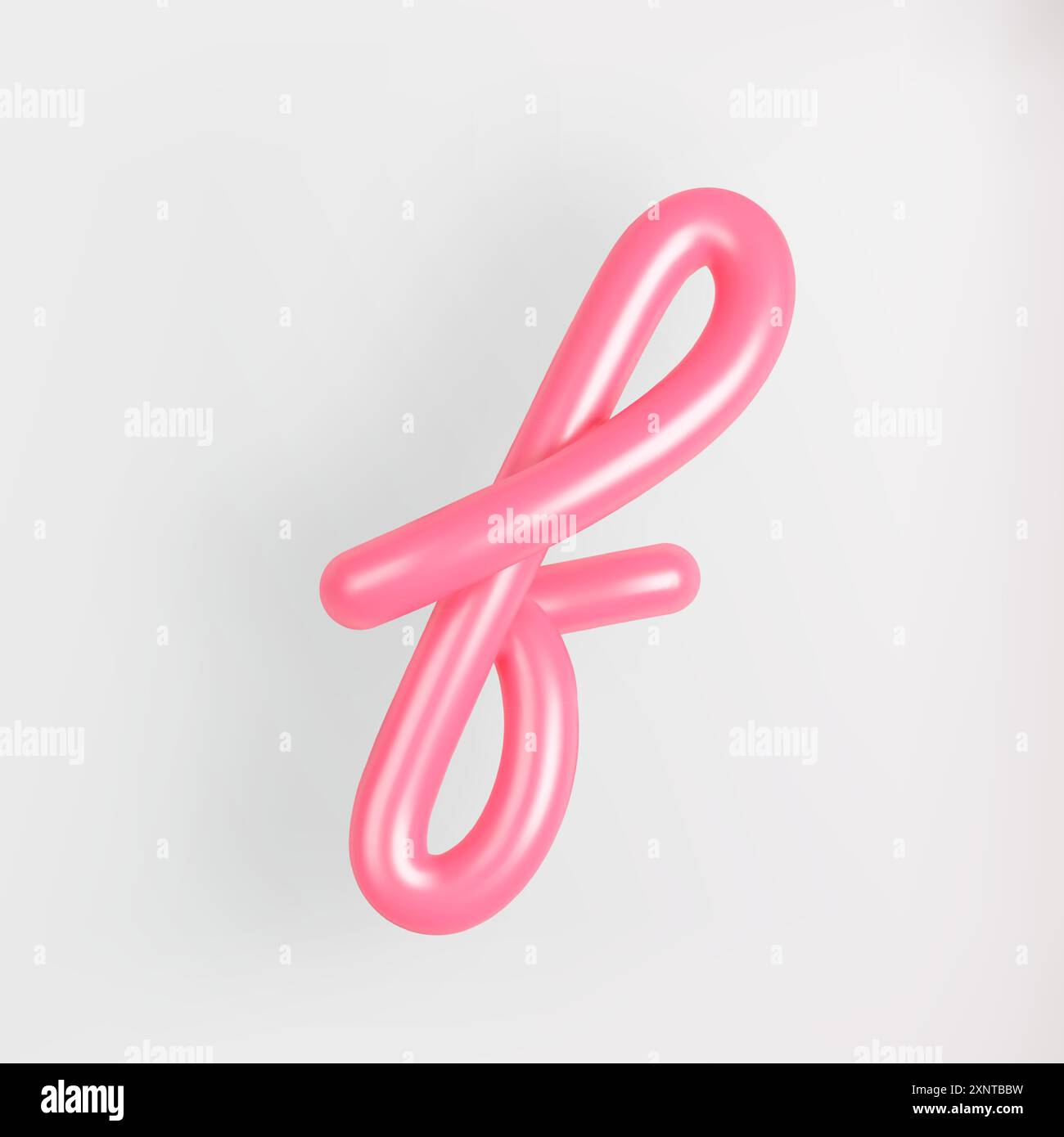 3D Pink Script Lowercase Letter F on light background. Cute Cursive ...