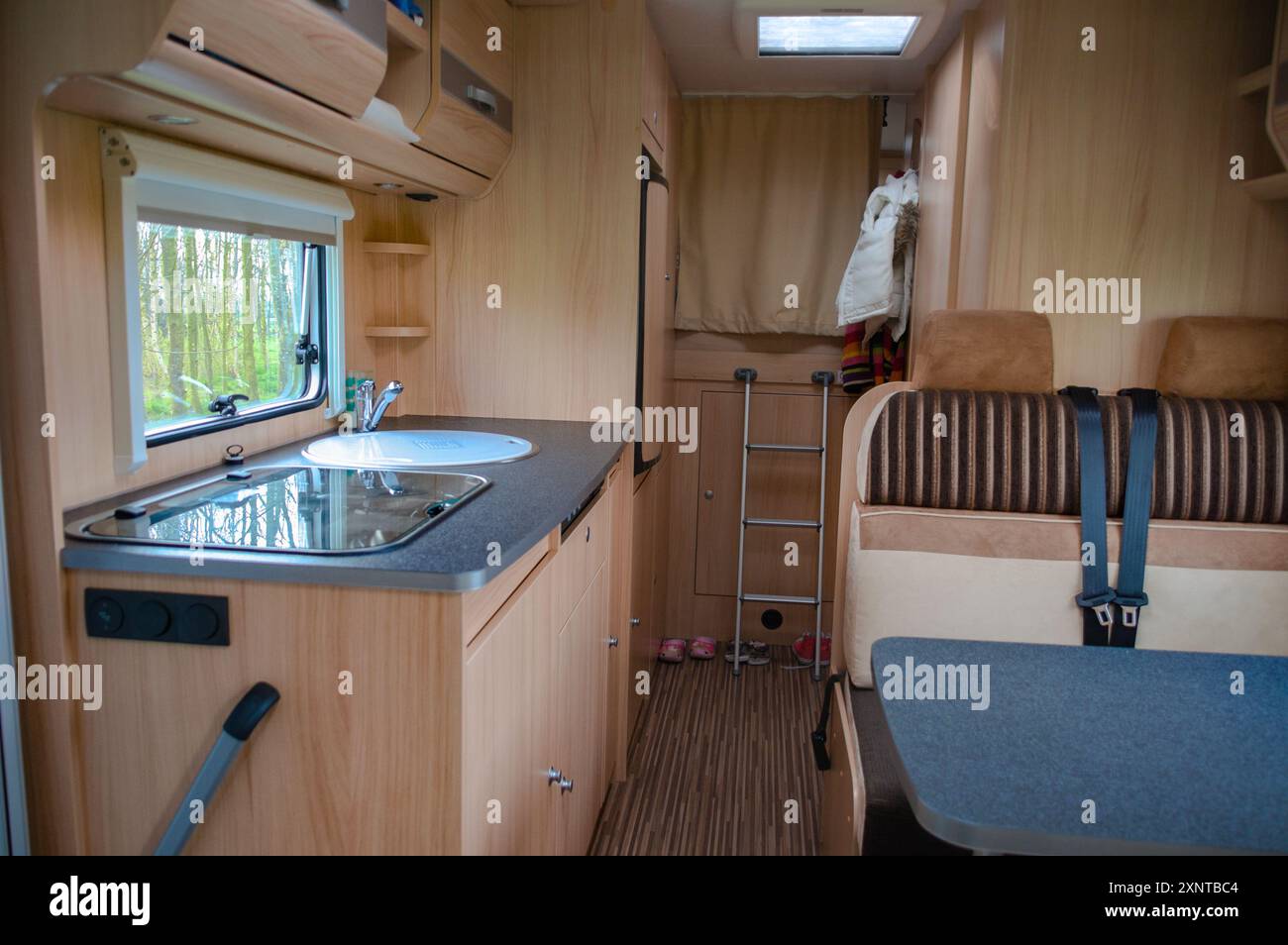 Camper van, rv, caravan interior. Motorhome for family holiday travel ...