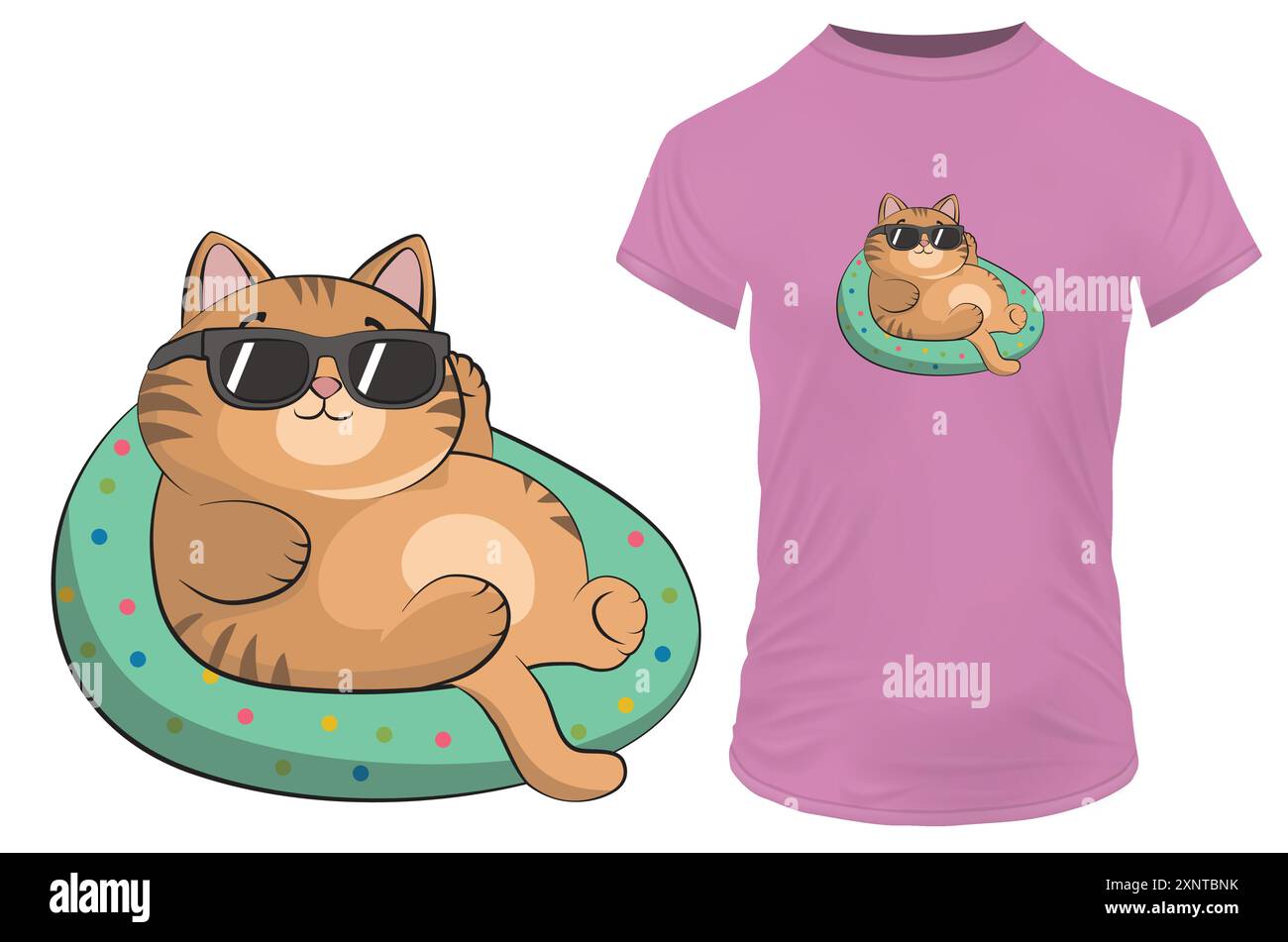 Cool fat cat with sunglasses chilling. Funny vector illustration for ...