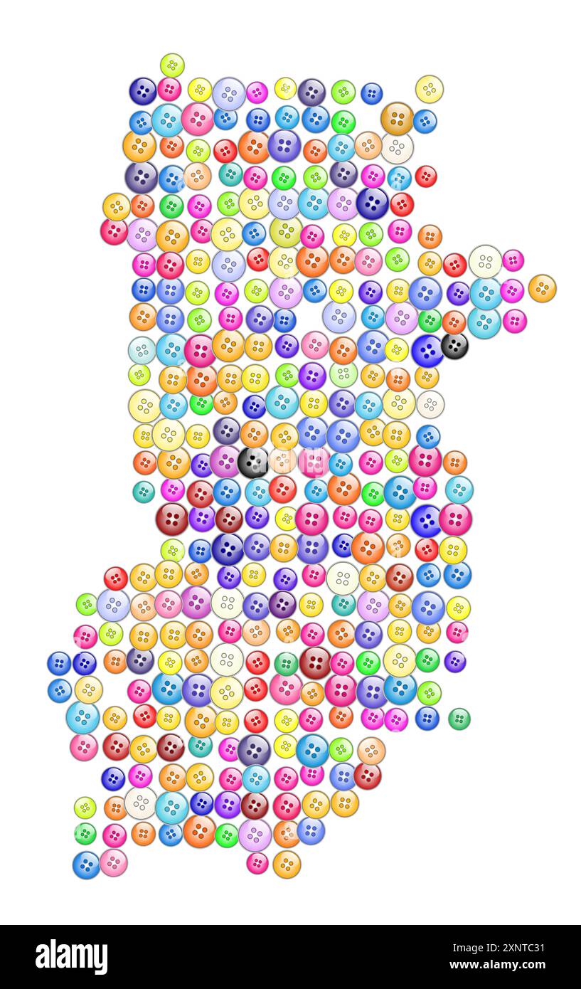 Symbol Map of the Prefecture Nara (Japan) showing the territory with a ...
