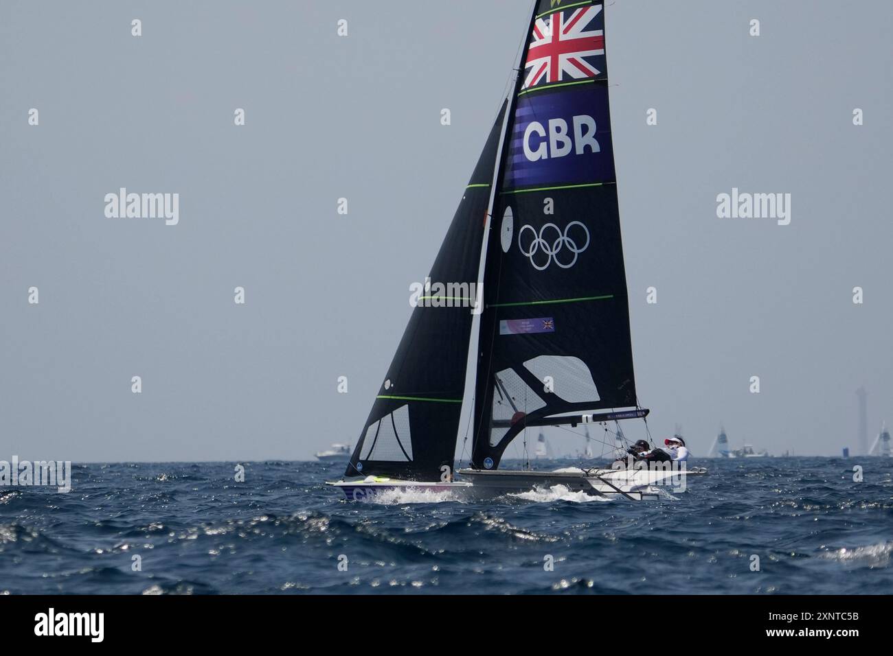James Peters and Fynn Sterritt of Britain compete in a men's skiff race ...