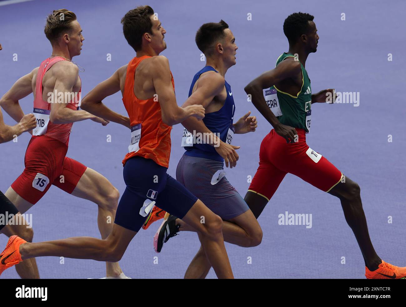 Paris, France. 2nd Aug, 2024. Athletes compete during the men's 1500m ...