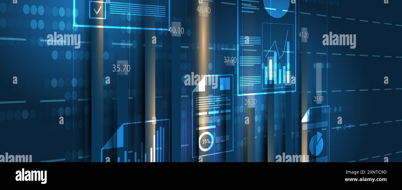 Financial technology and business analysis background. Virtual big data ...