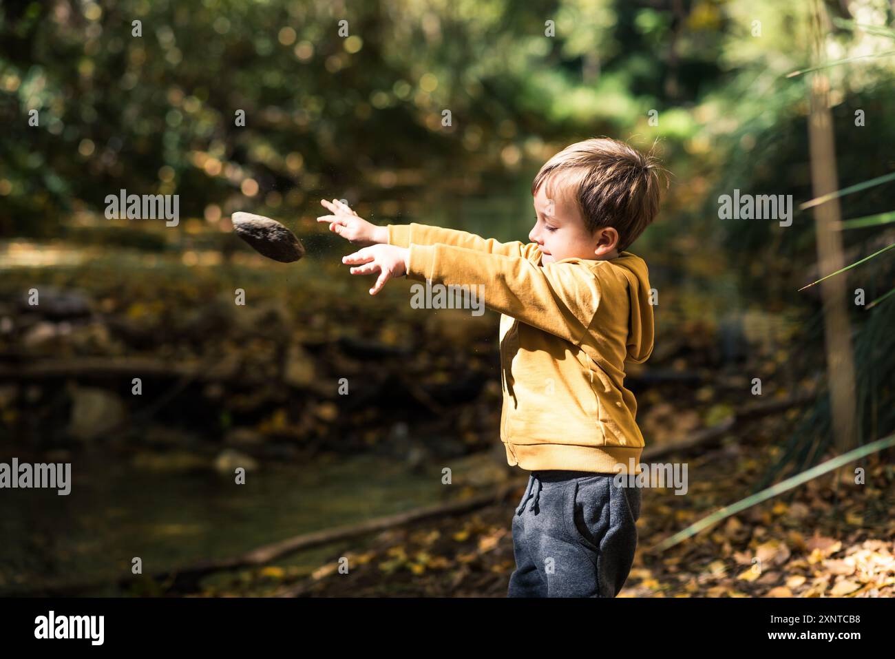 Boy throwing stone into the sea at summer day Stock Photo - Alamy