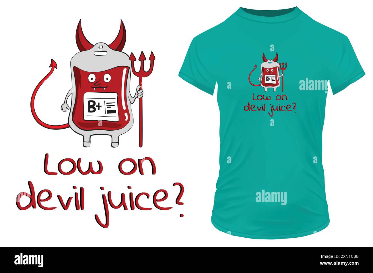 Blood bag with devil horns and a funny quote. Low on demon juice. Funny ...