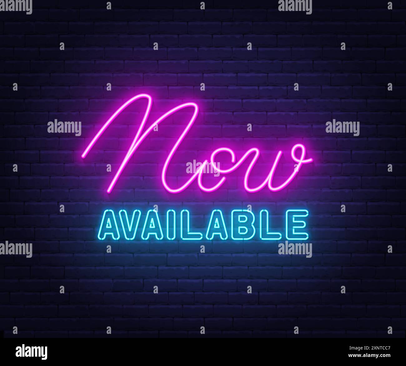 Now Available Neon Sign on brick wall background Stock Vector Image ...