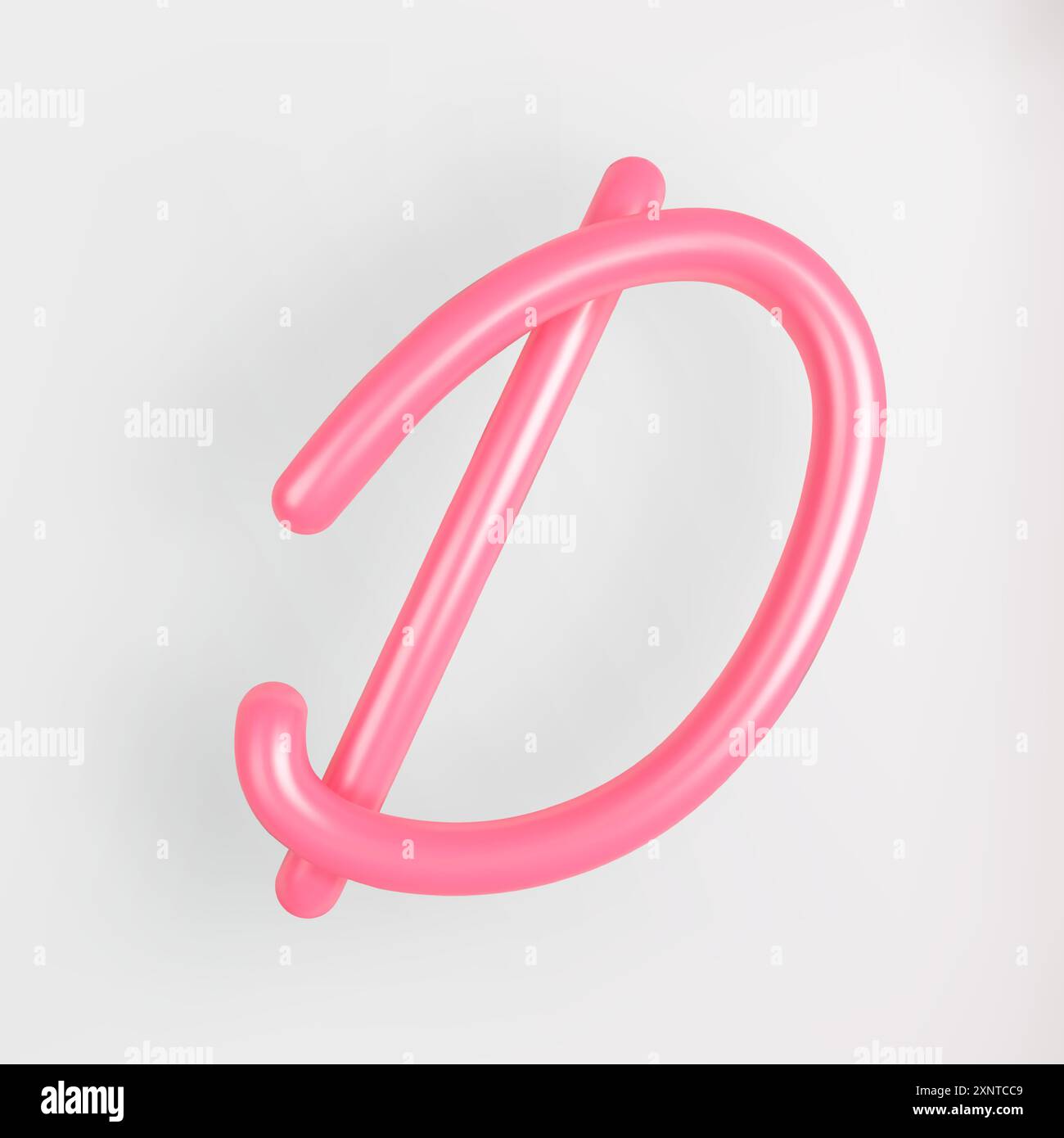 3D Pink Script Uppercase Letter D on light background. Cute Cursive ...
