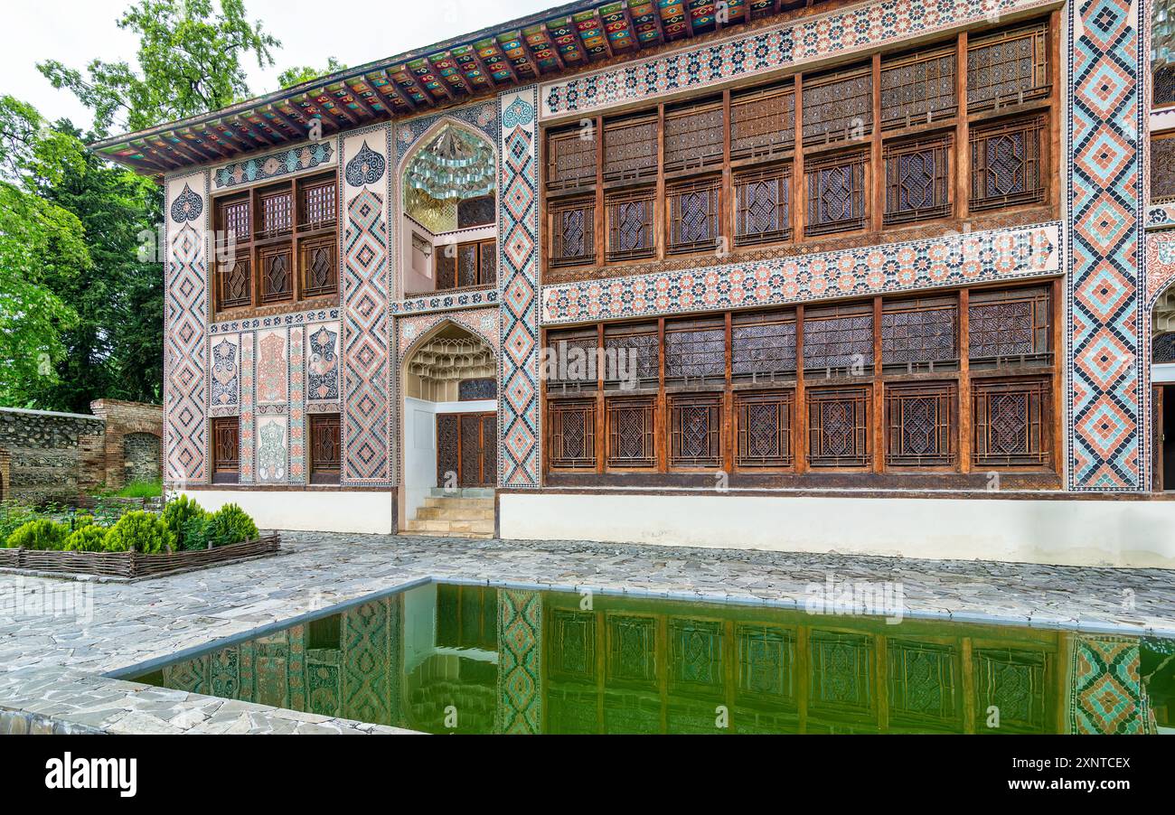 Intricate architecture of Shaki Khan's Palace, in Shaki, Azerbaijan ...