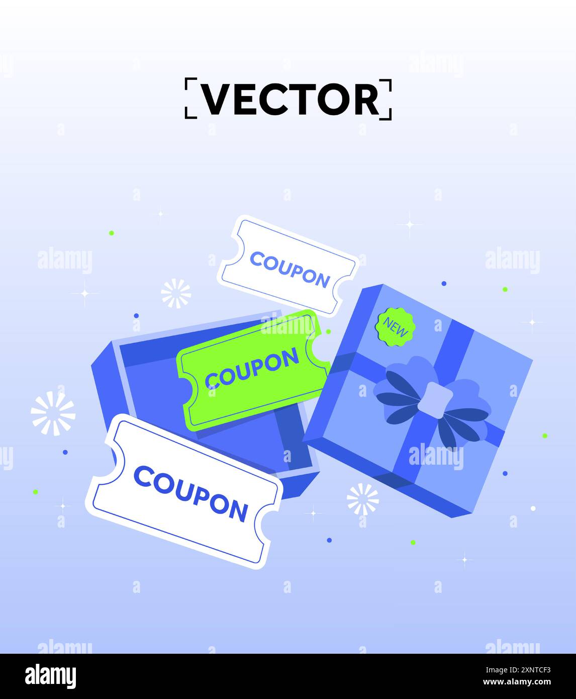 Special 2d coupons inside a gift box with firework effect isolated on ...