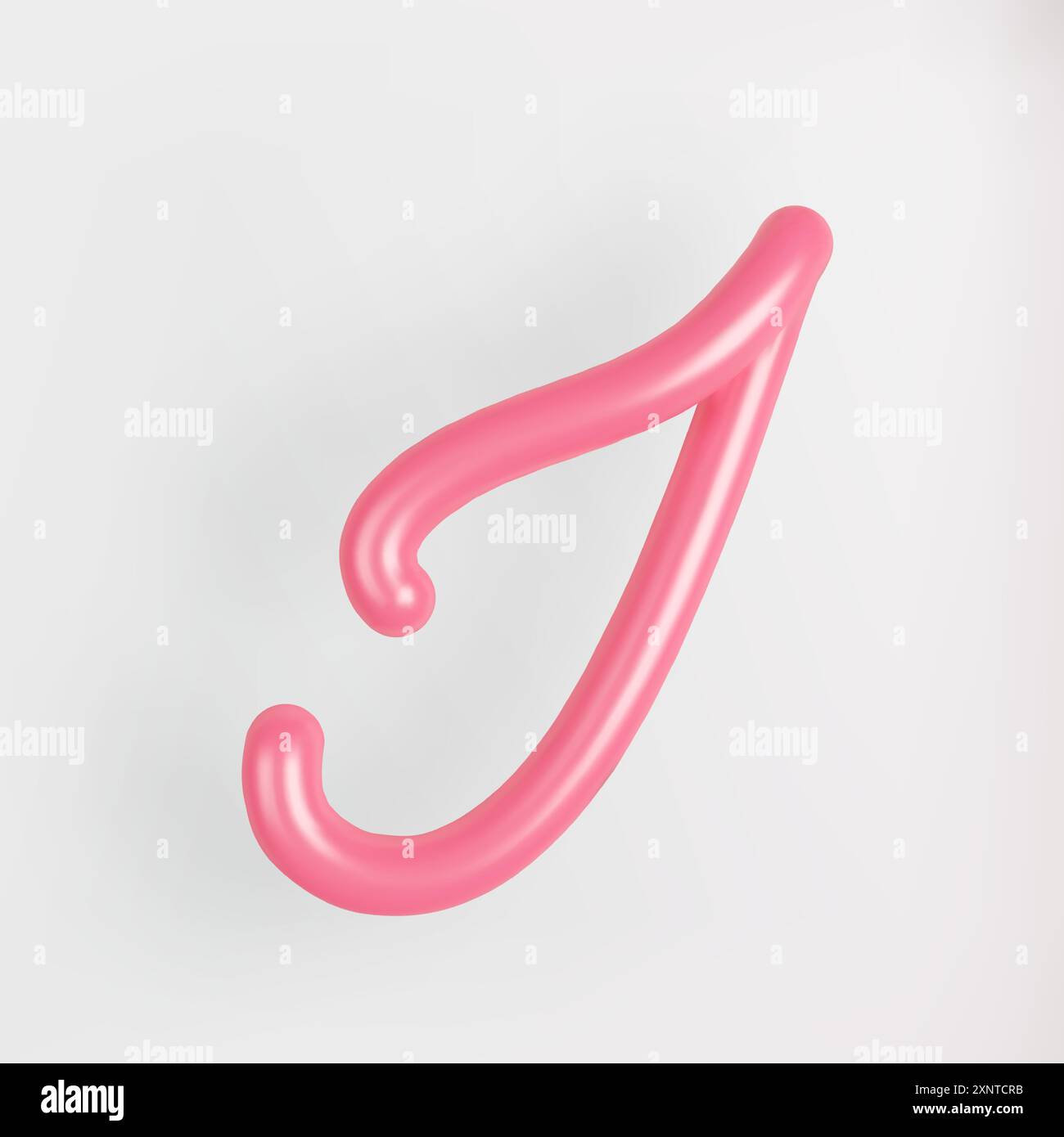 3D Pink Script Uppercase Letter J on light background. Cute Cursive ...