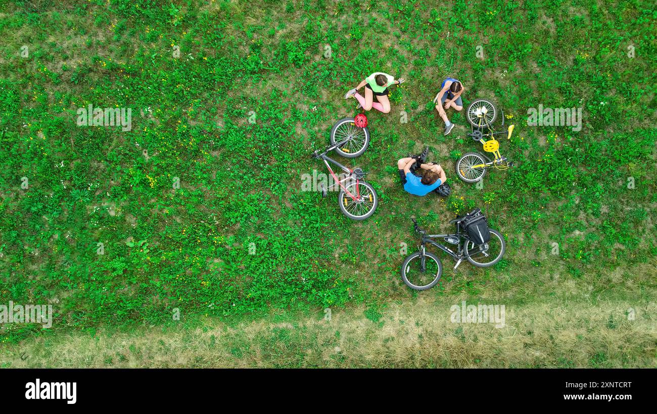 Aerial view man woman cycling hi-res stock photography and images - Alamy