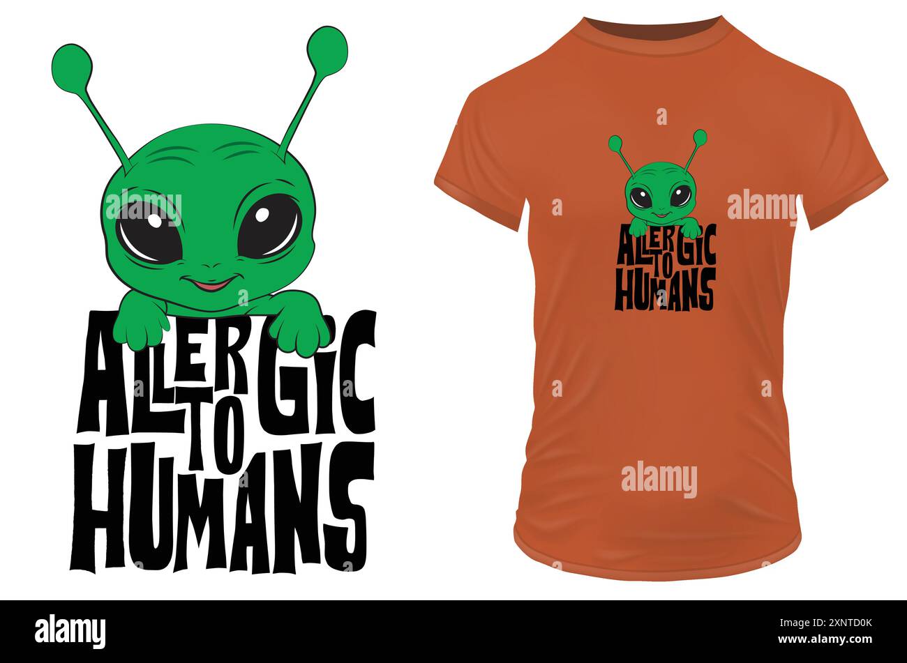 Cute little alien in a pocket with a funny quote allergic to humans ...