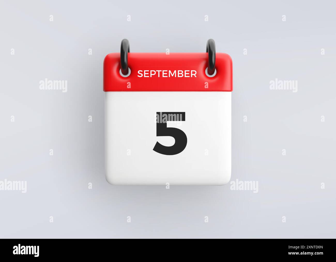3D calendar icon with date 5 September on grey background. Vector ...