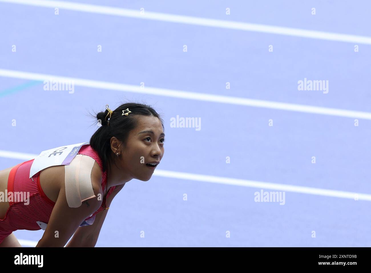 Paris, France. 2nd Aug, 2024. Ge Manqi of China reacts after the women ...