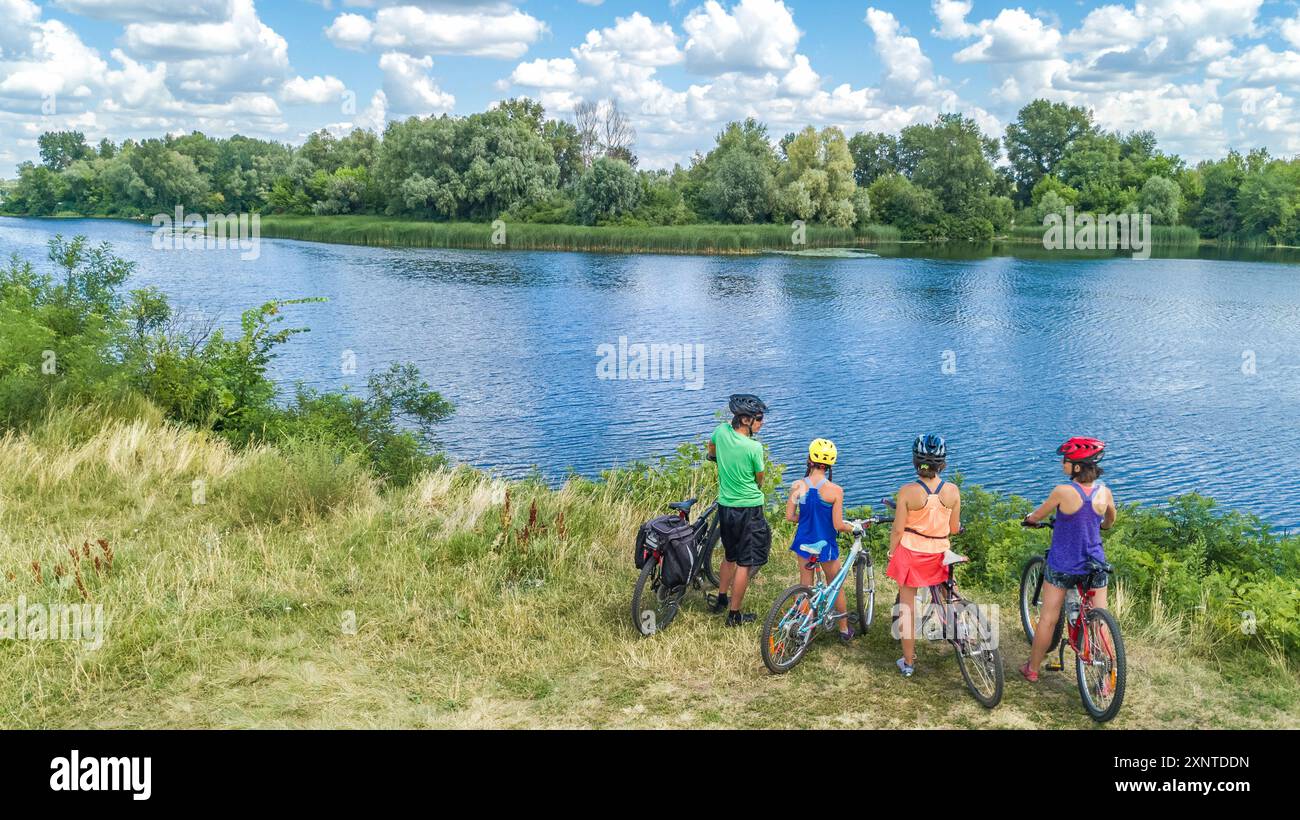 Aerial view man woman cycling hi-res stock photography and images - Alamy