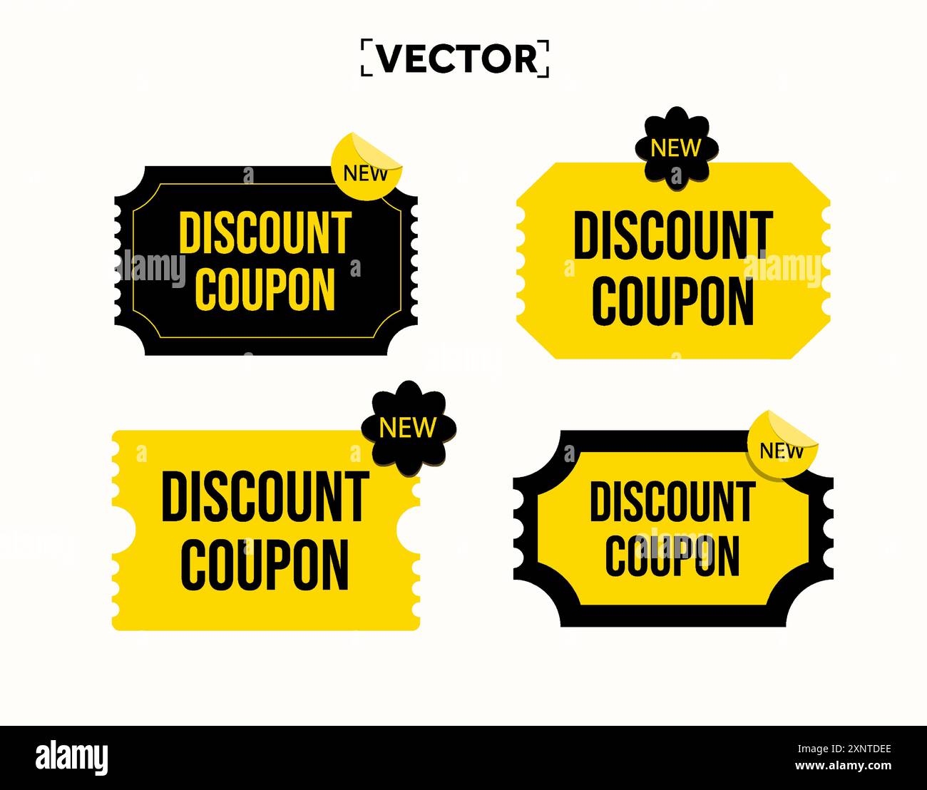 3d pack of coupon labels with badge in yellow and black color. Coupon ...