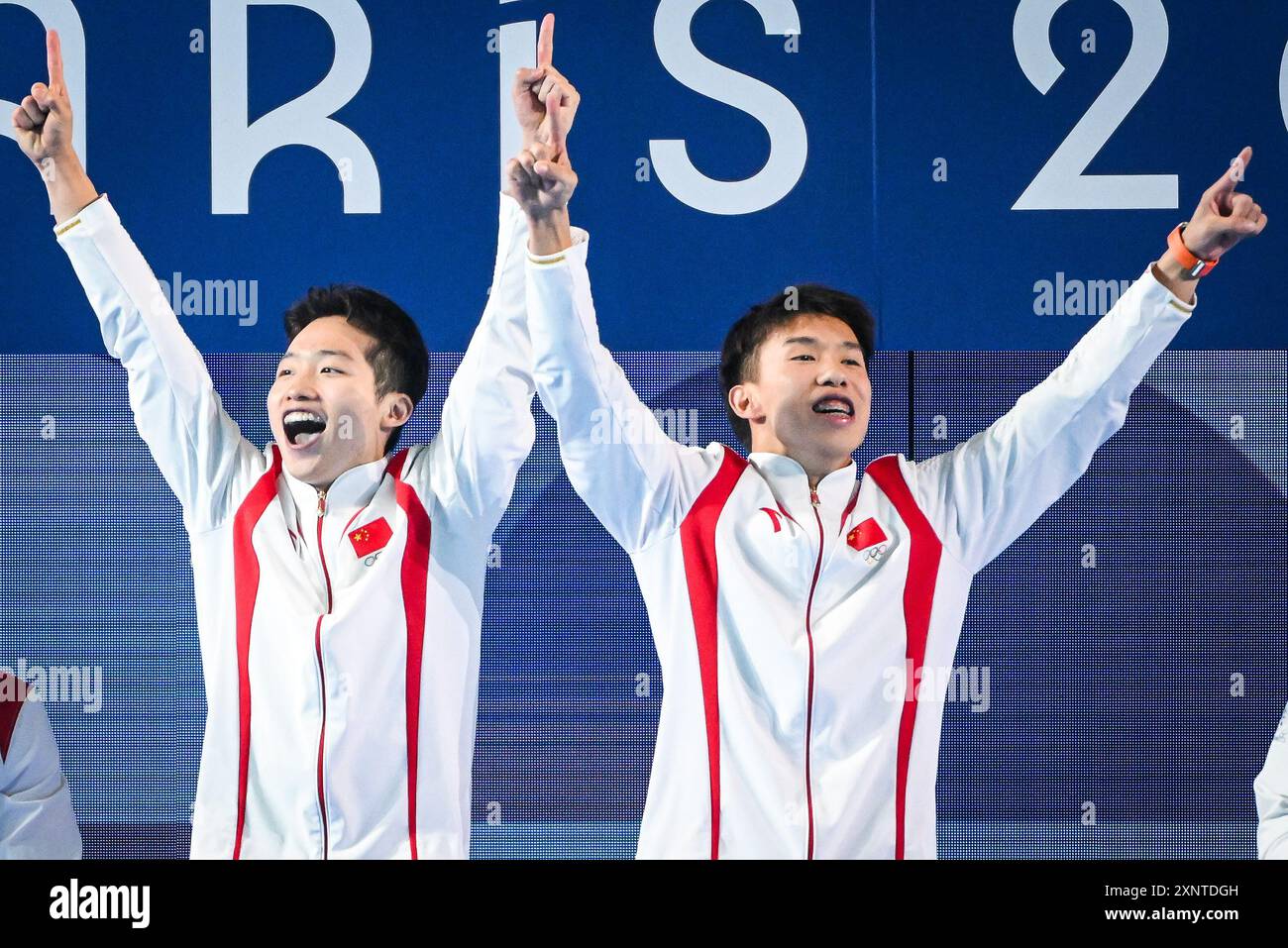 LONG Daoyi and WANG Zongyuan of China celebrate during the Diving, Men ...
