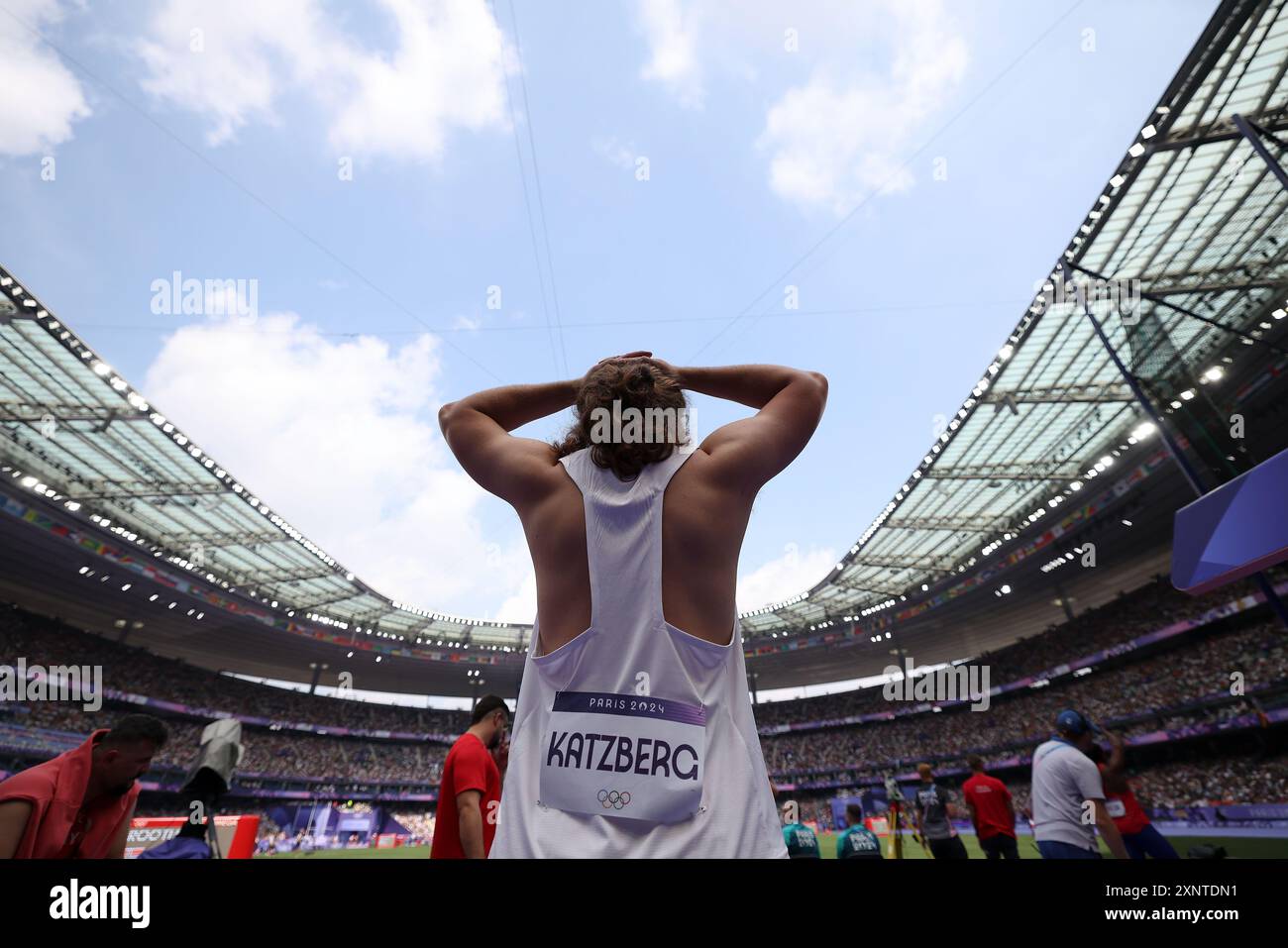 Paris, France. 2nd Aug, 2024. Ethan Katzberg of Canada reacts after the ...