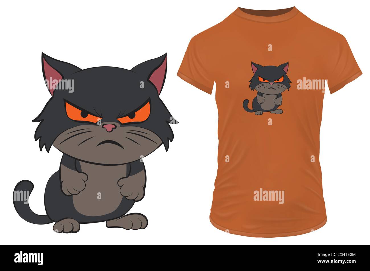 Cute angry kitten cartoon. Vector illustration for tshirt, website ...