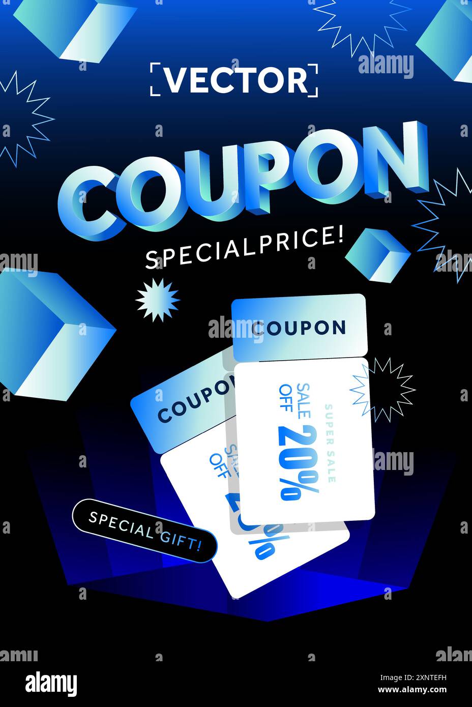 Special 3d coupons in crystal style with coupon code, percentage off ...