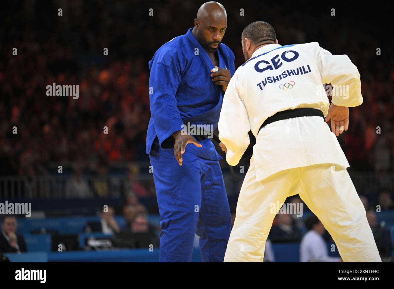 France's Teddy Riner figths during the quart final in the men 100kg ...