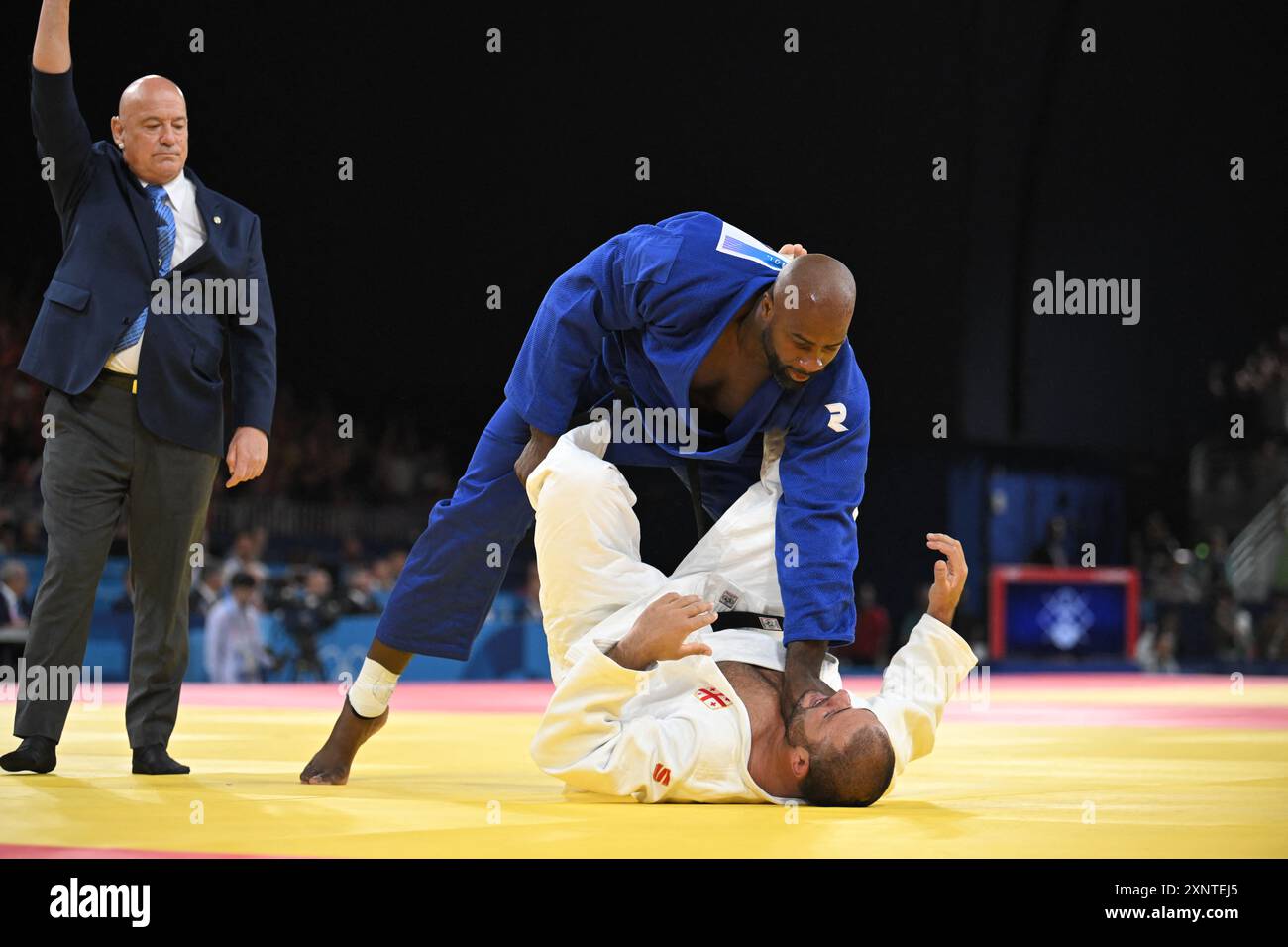 France's Teddy Riner figths during the quart final in the men 100kg ...