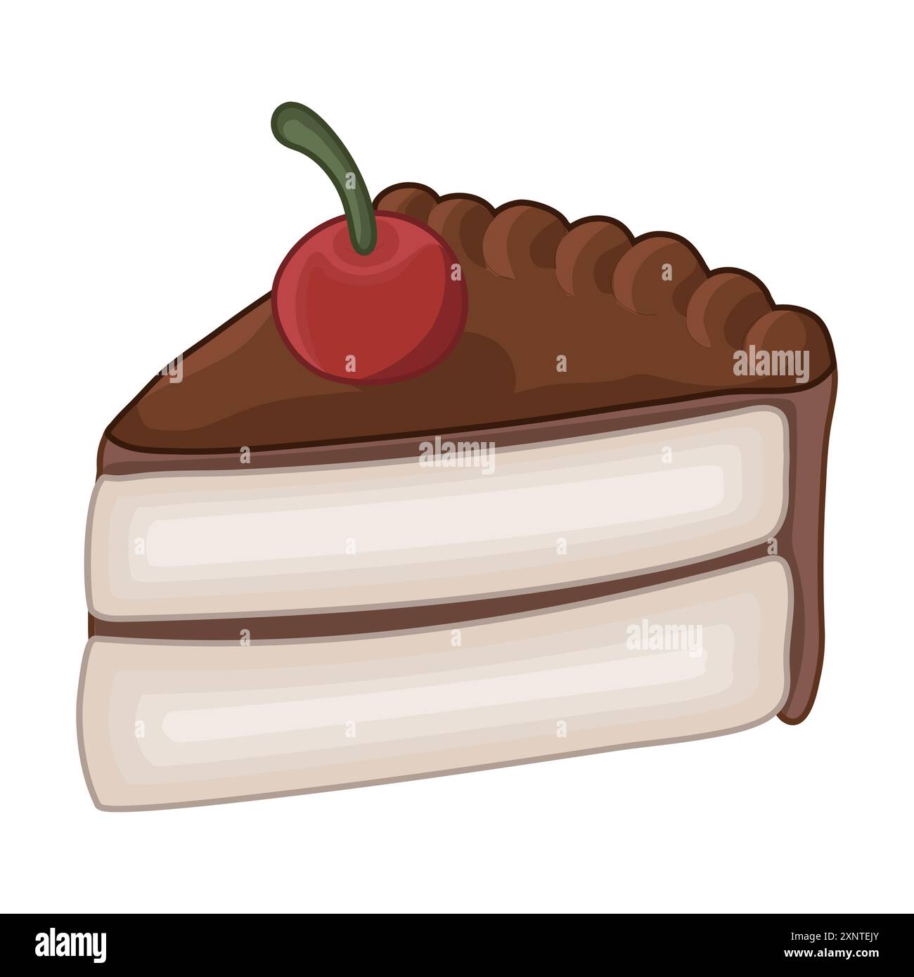 A piece of chocolate cake with a cute cherry on top Stock Vector Image ...